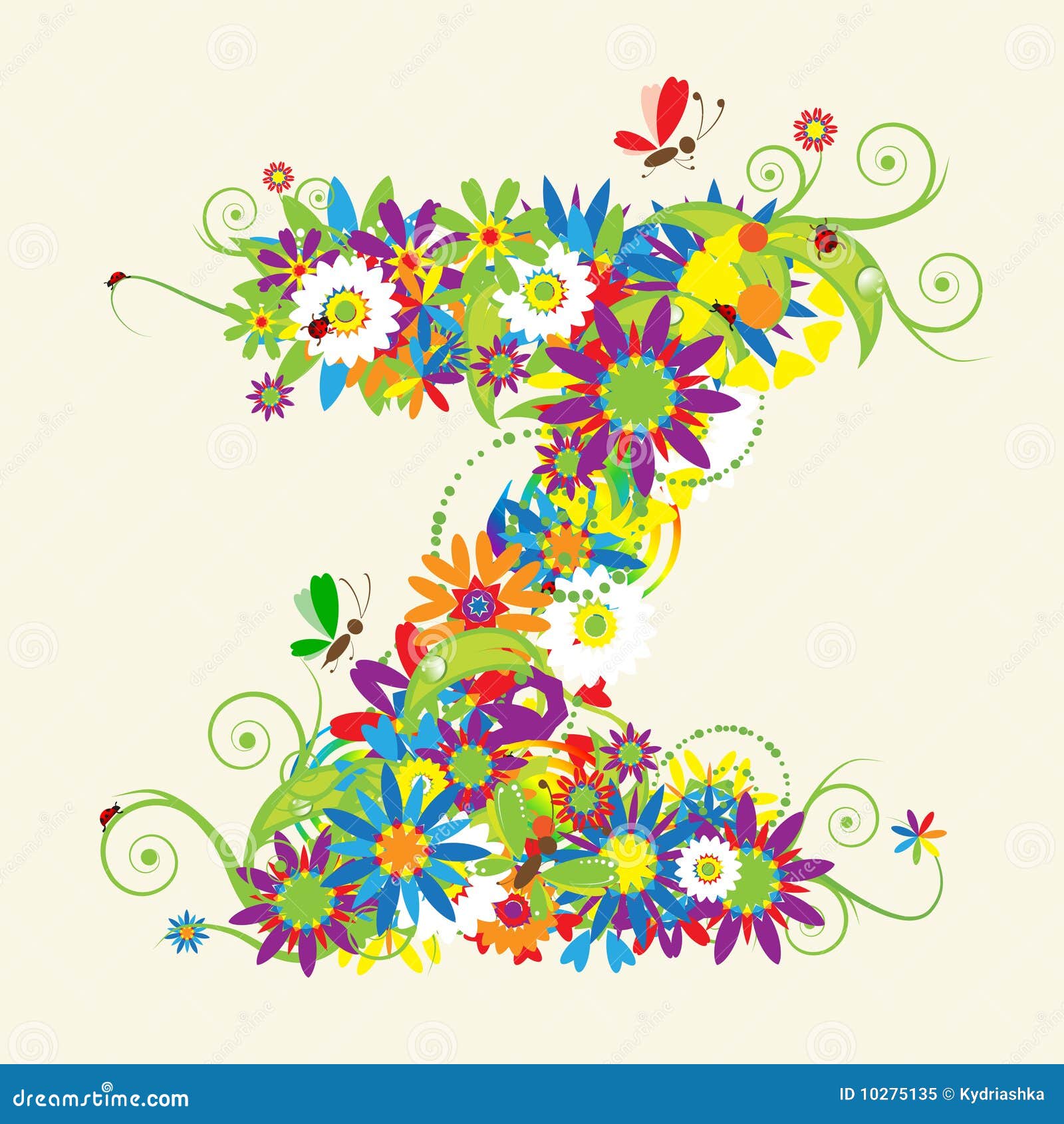 Letter Z, floral design stock vector. Illustration of alphabet - 10275135