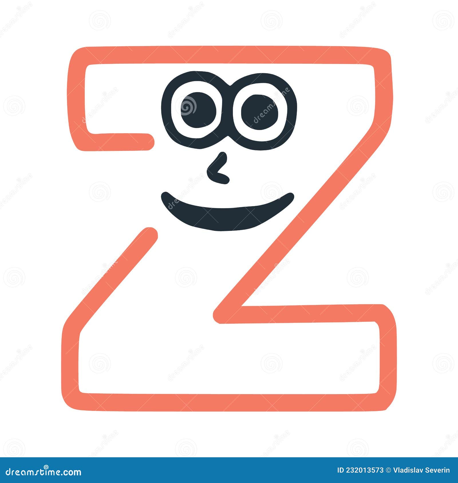 Letter Z Happy Eccentric Smiling Character Stock Vector - Illustration ...