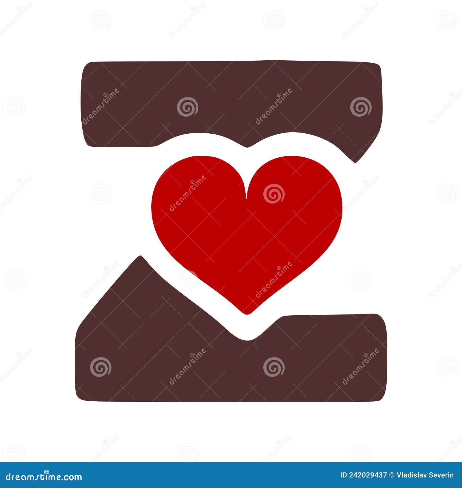 Letter z with heart symbol stock vector. Illustration of love - 242029437