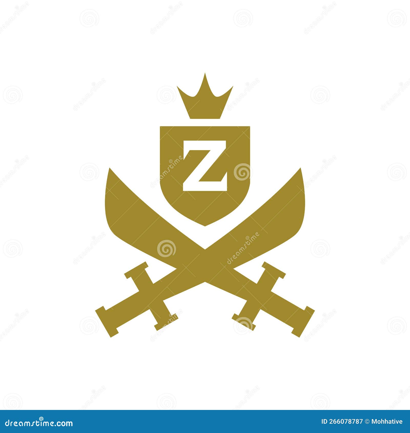 Letter Z Inside a Shield and a Sword with a Classic Medieval Style ...