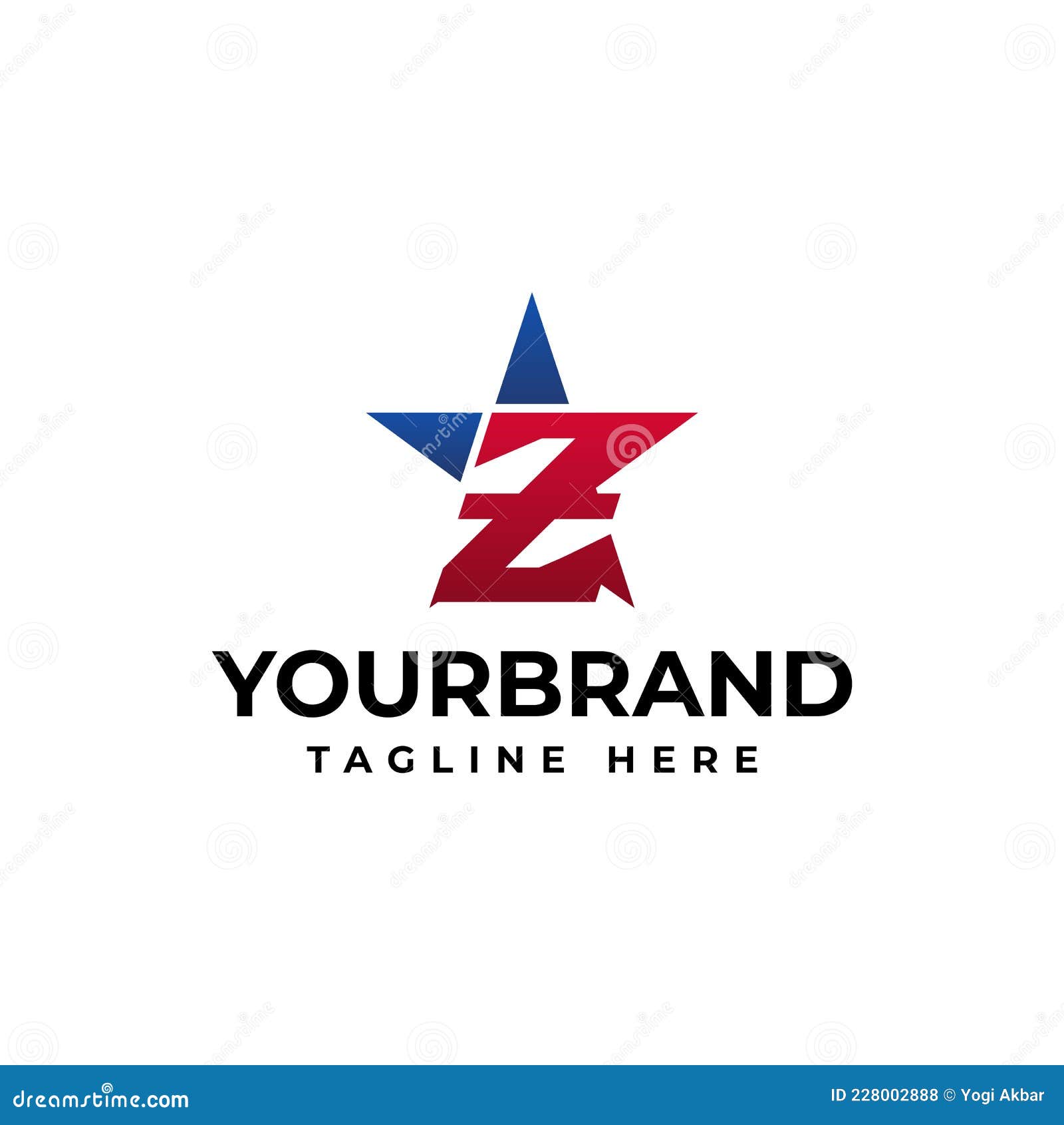 Letter Z Logo with Blue Star Logo Design Concept Template Stock Vector ...