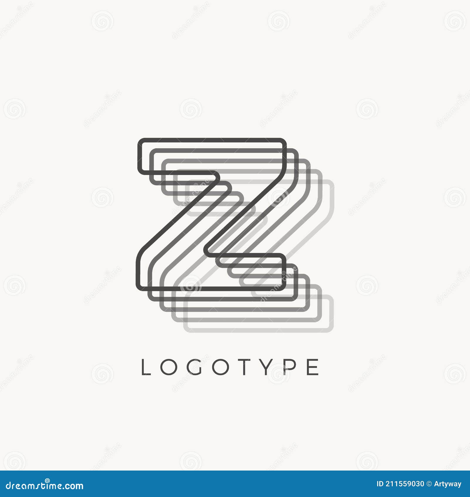 Letter Z of Outline Stripes, Blend Effect Letter for Monogram and Logo ...