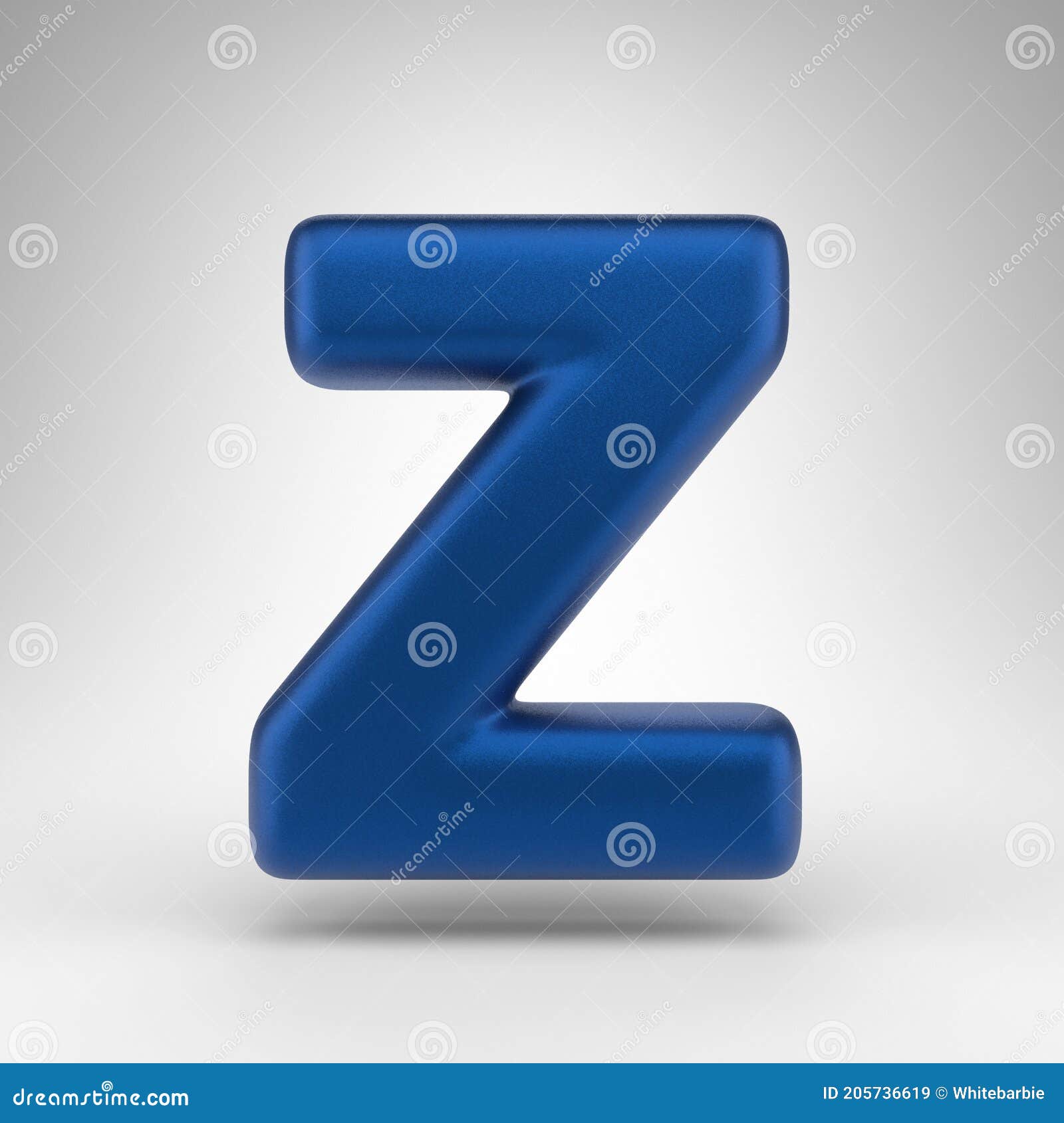 Letter Z Uppercase on White Background. Anodized Blue 3D Letter with ...
