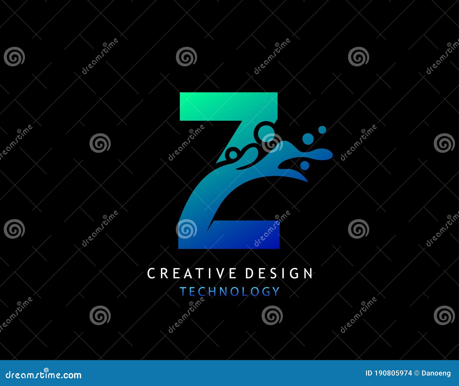 Letter Z Water Splash Logo. Modern Techno Alphabetical Icon, Template ...