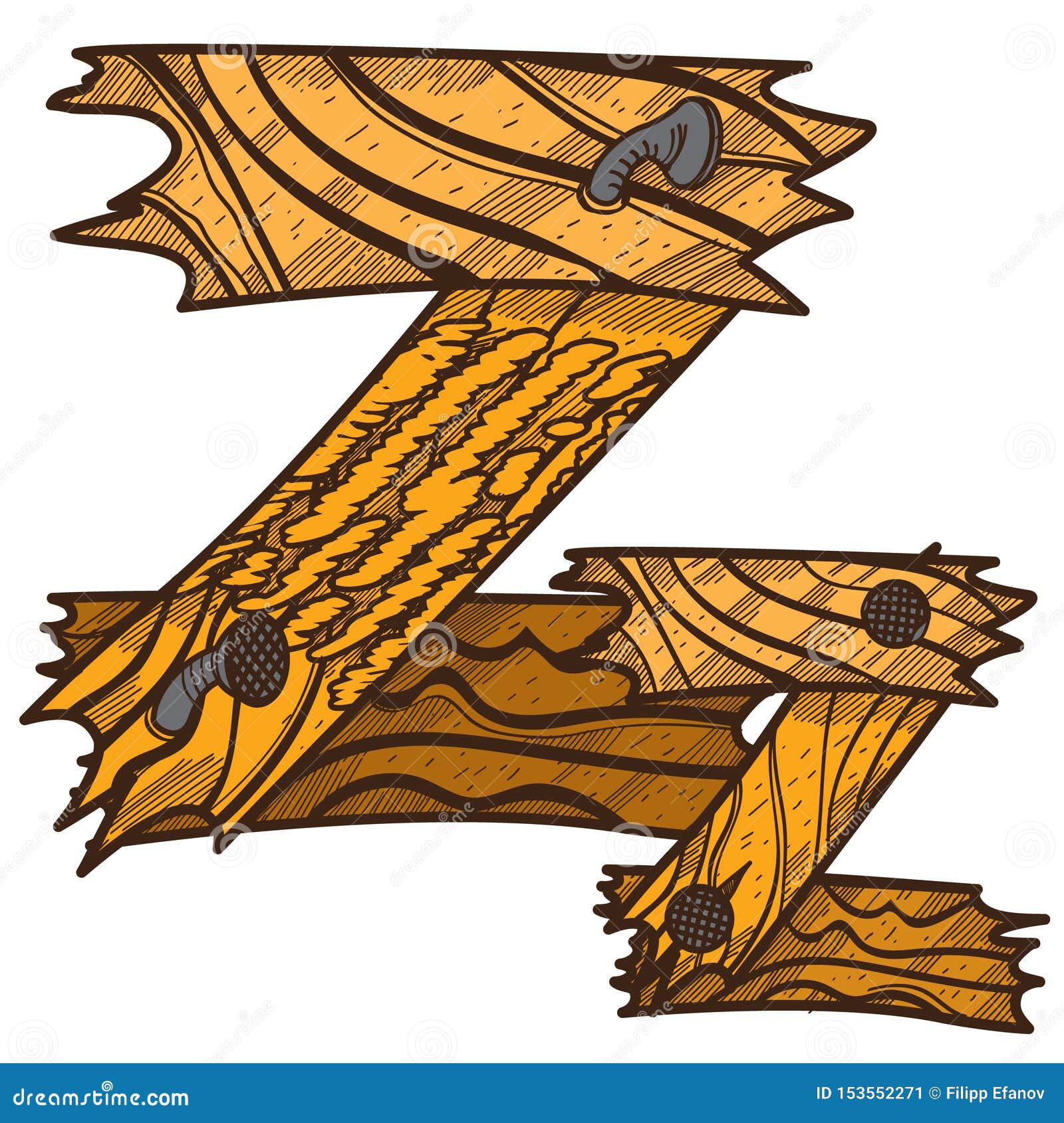 Letter Z from Wooden Planks. Vector Alphabet Stock Illustration ...