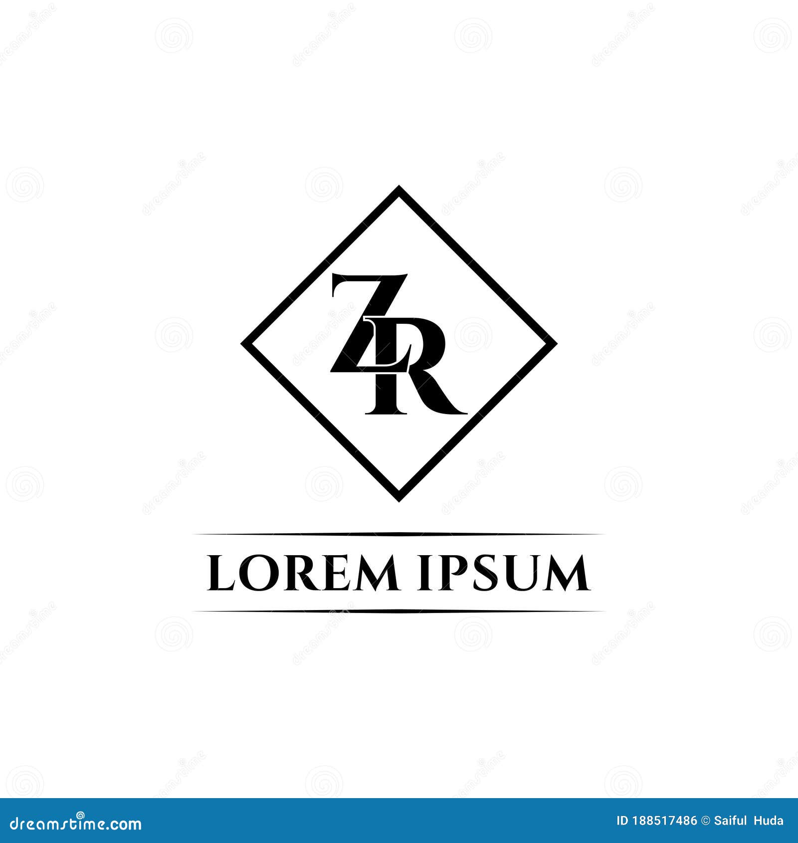 Letter ZR Luxury Monogram Logo Icon Design Vector. Stock Vector ...