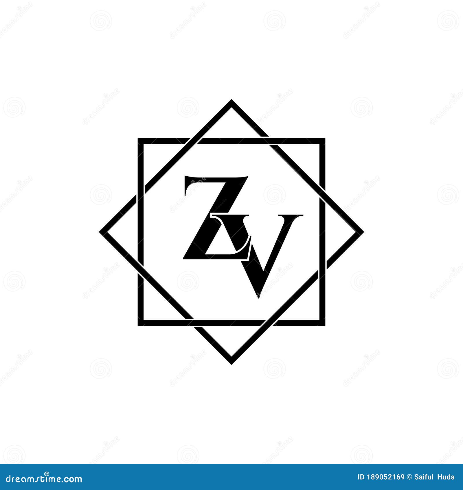 Letter ZV Luxury Monogram Logo Icon Design Vector. Stock Vector ...