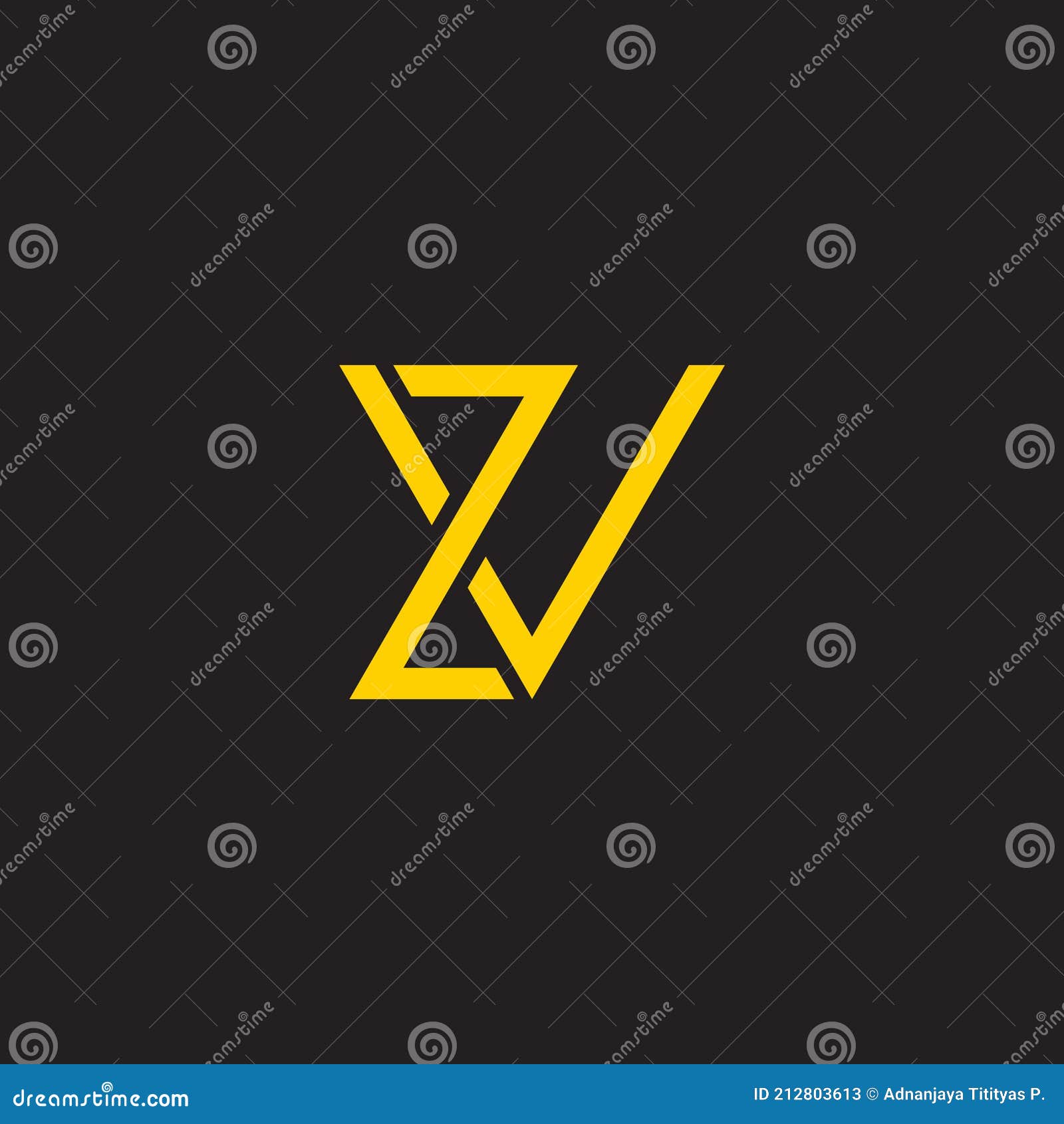 Letter Zv Simple Overlapping Flat Line Geometric Logo Vector Stock ...