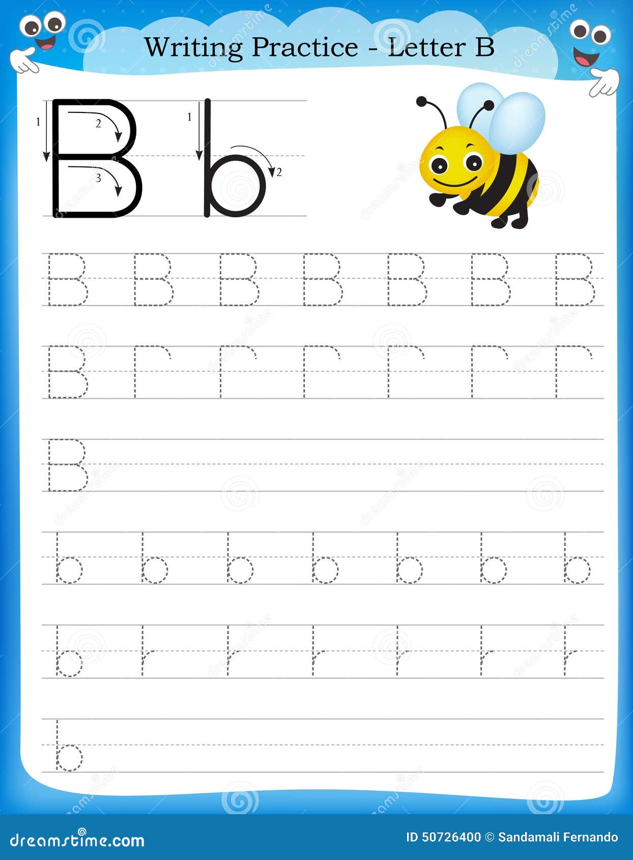 Lettera B Di Pratica Di Scrittura Illustrazione Vettoriale ...
