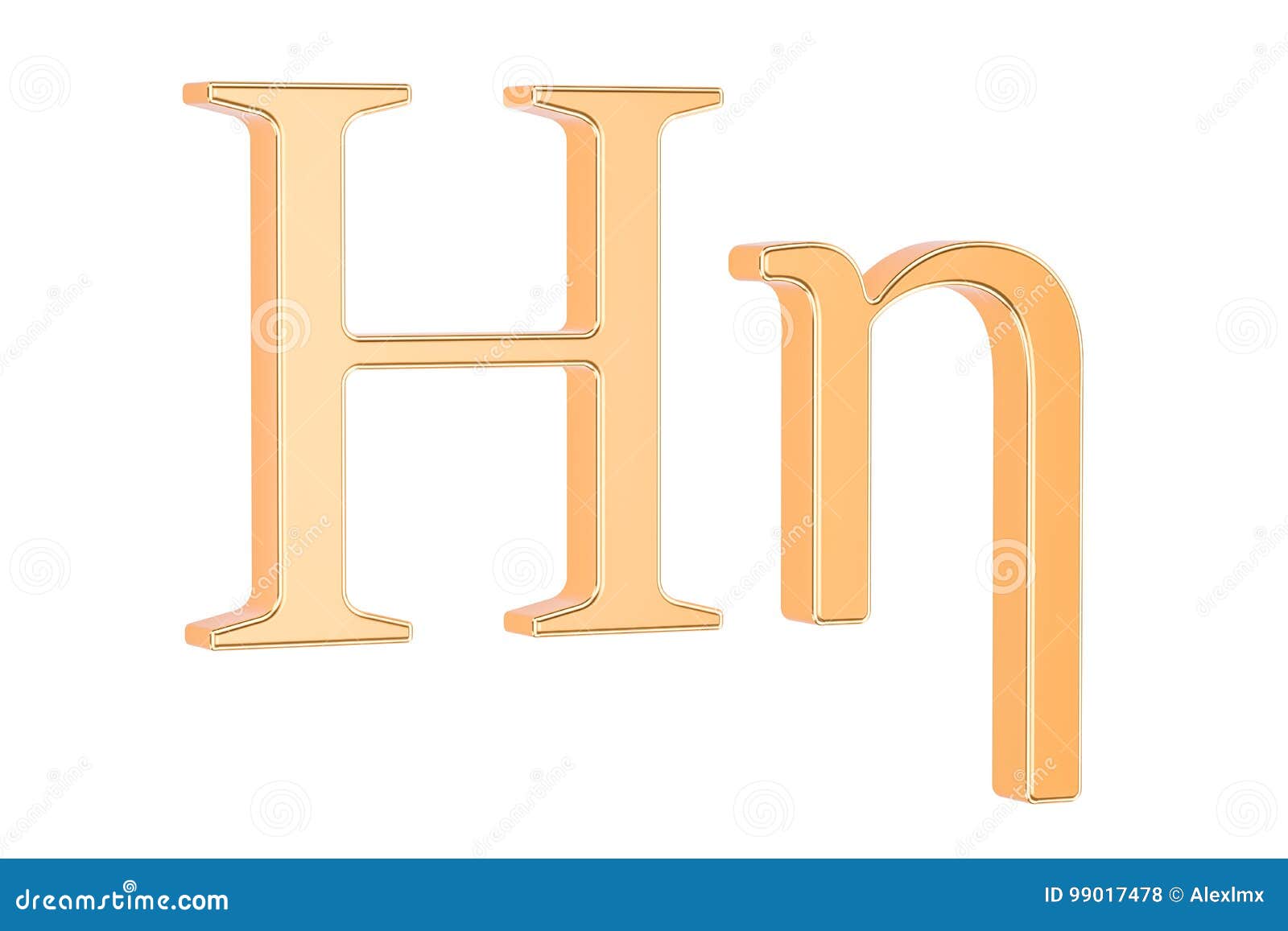 Lettera Greca Dorata ETA, Rappresentazione 3D Illustrazione di Stock ...