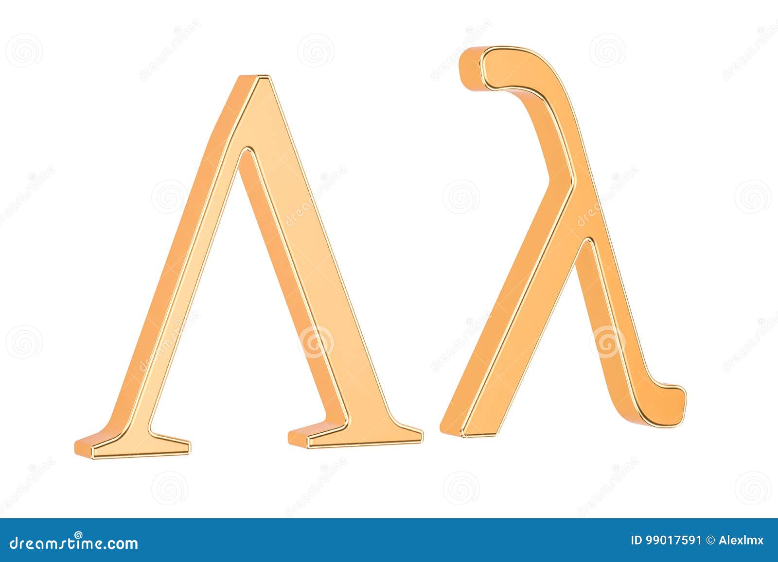 Lettera Greca Dorata Lambda, Rappresentazione 3D Illustrazione di Stock ...