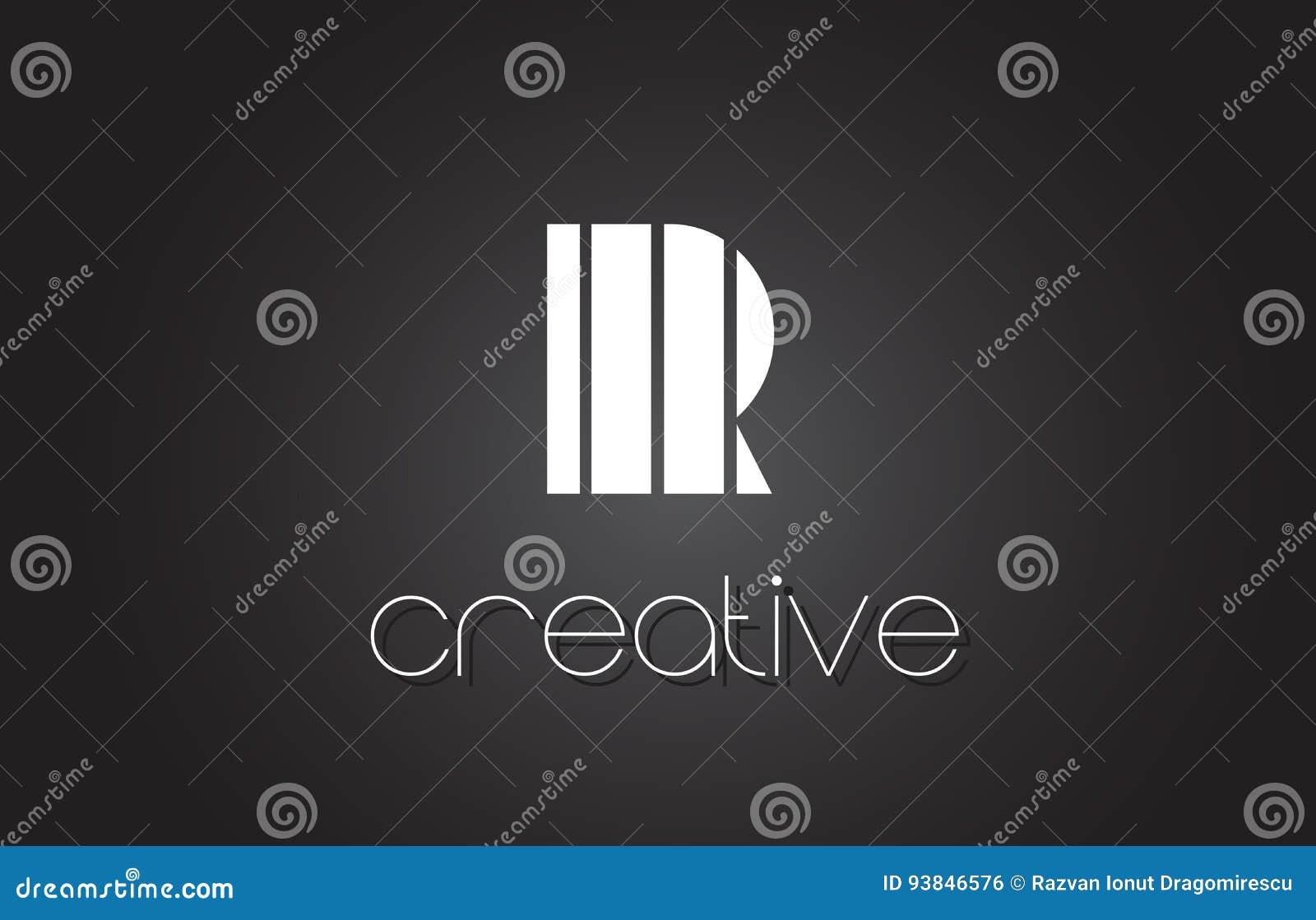 Lettera Logo Design with White Della R E Linee Nere Illustrazione ...