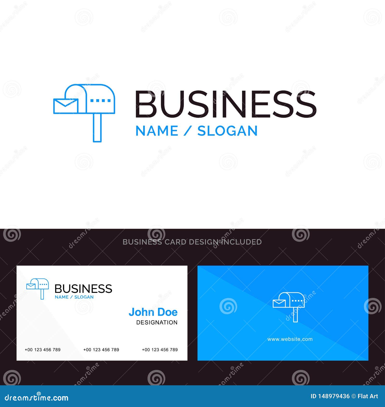 Letterbox, Email, Mailbox, Box Blue Business Logo and Business Card ...