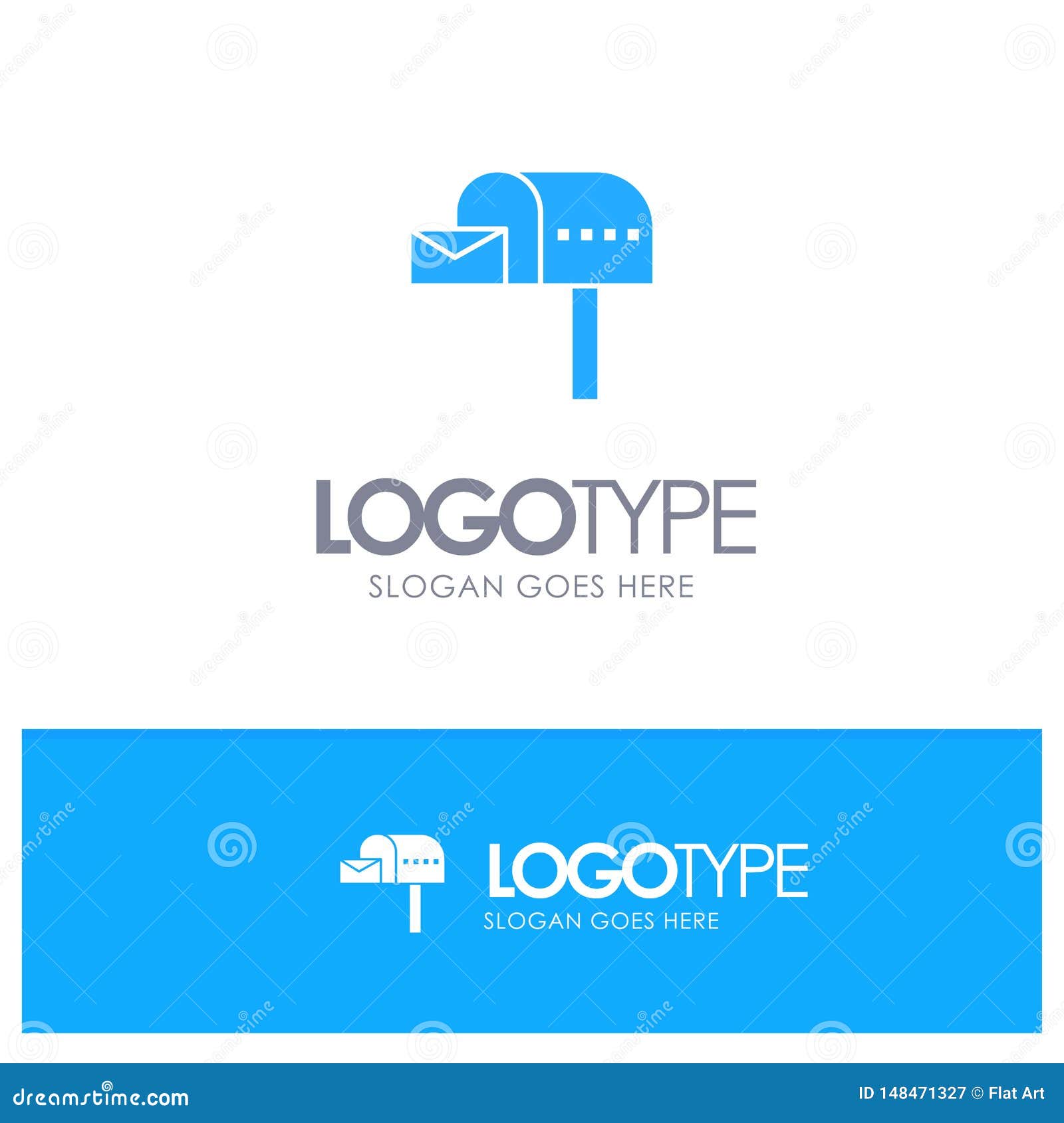 Letterbox, Email, Mailbox, Box Blue Solid Logo with Place for Tagline ...