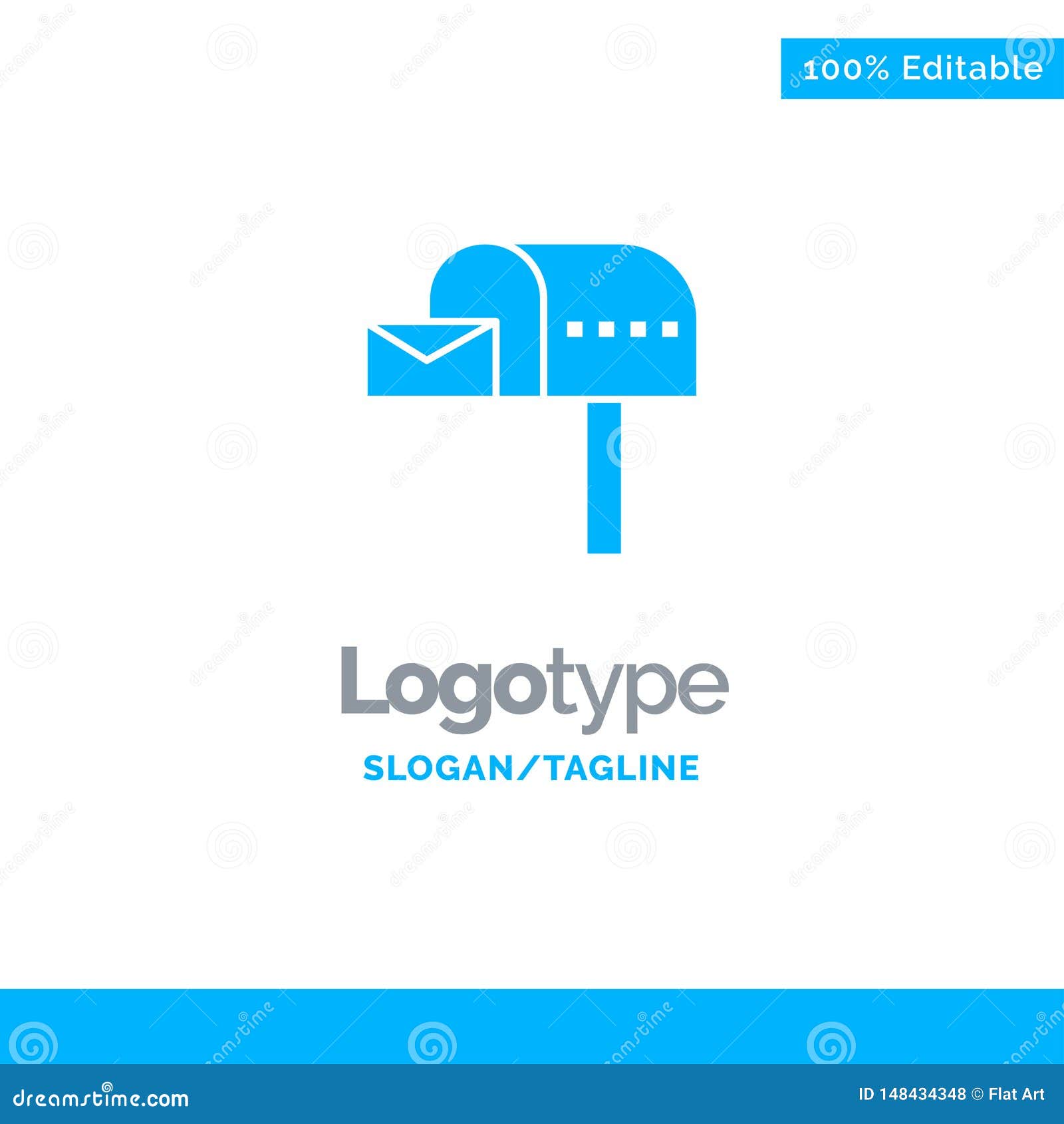 Letterbox, Email, Mailbox, Box Blue Solid Logo Template. Place for ...