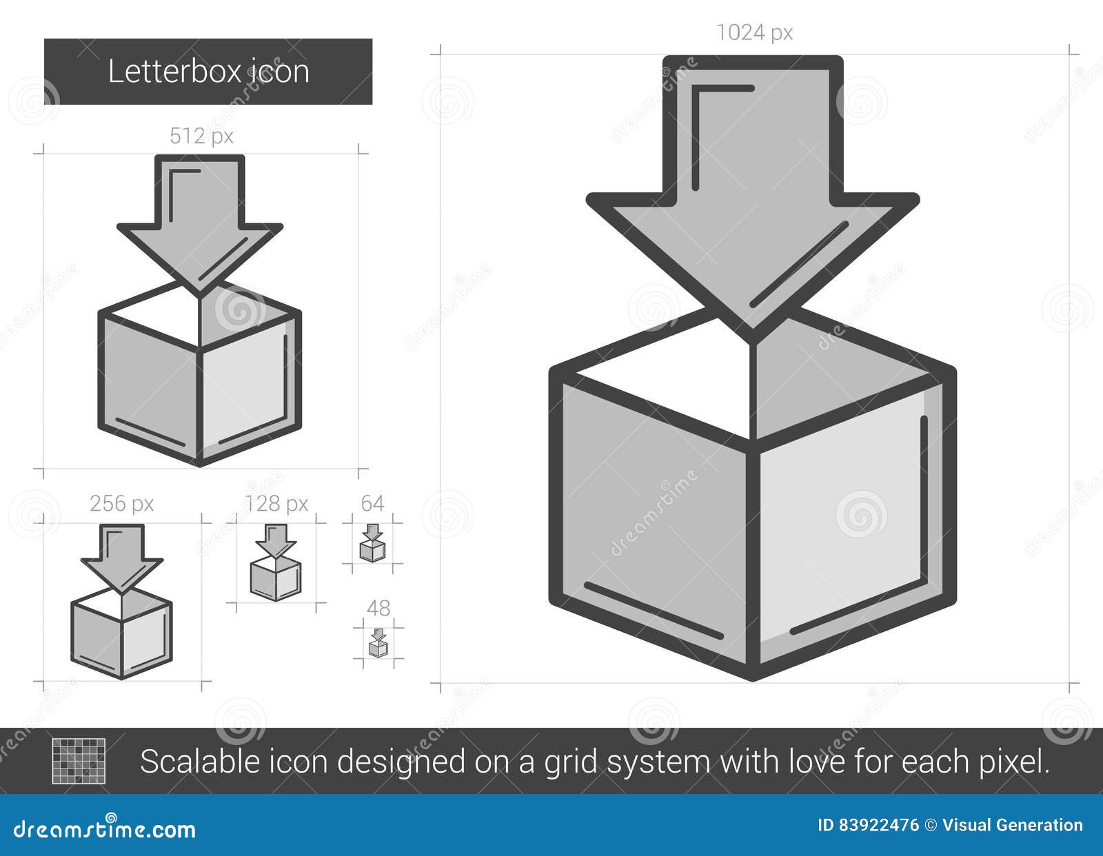 Letterbox line icon. stock vector. Illustration of element - 83922476