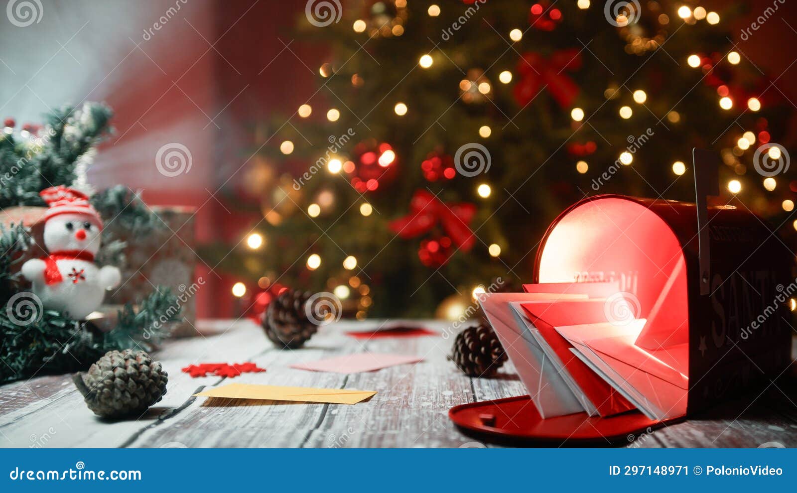 Letterbox for Santa with Blurred Christmas Tree Stock Image - Image of ...