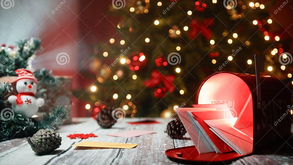 Letterbox for Santa with Blurred Christmas Tree Stock Image - Image of ...