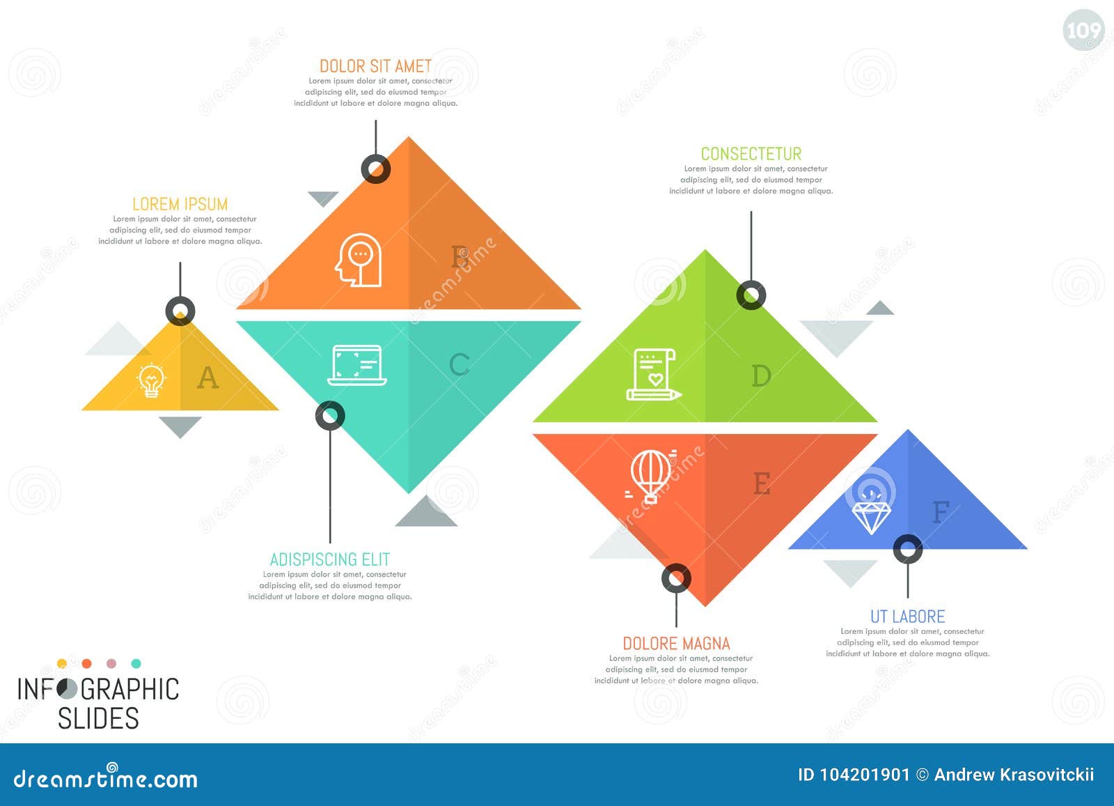6 Lettered Triangular Elements Stock Vector - Illustration of editable ...