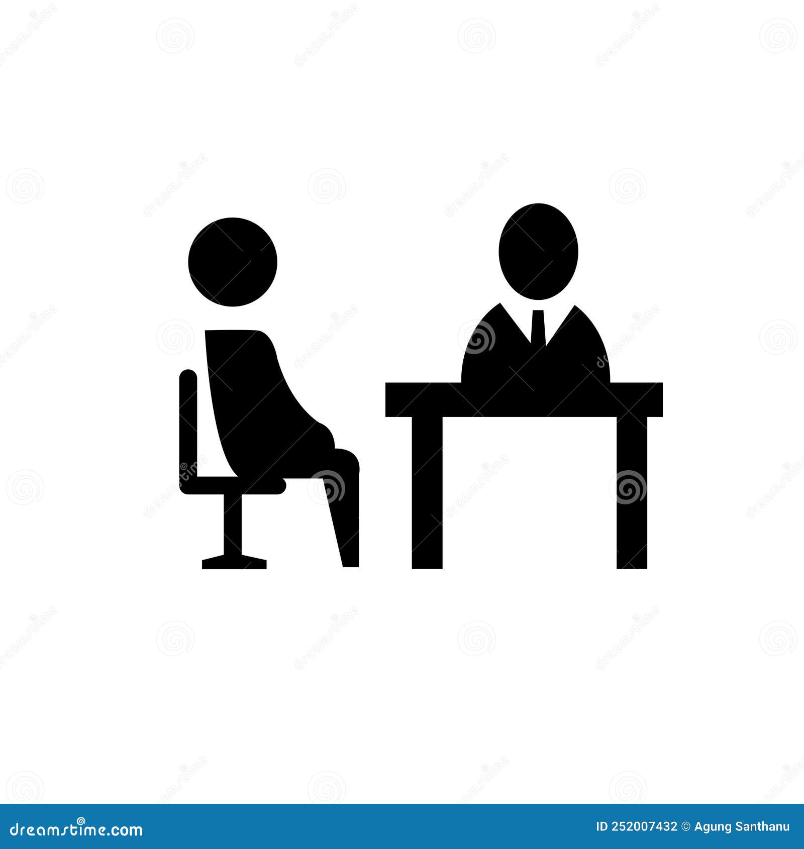 Business Interview or Interogation Icon or Symbol. Two Stick People ...