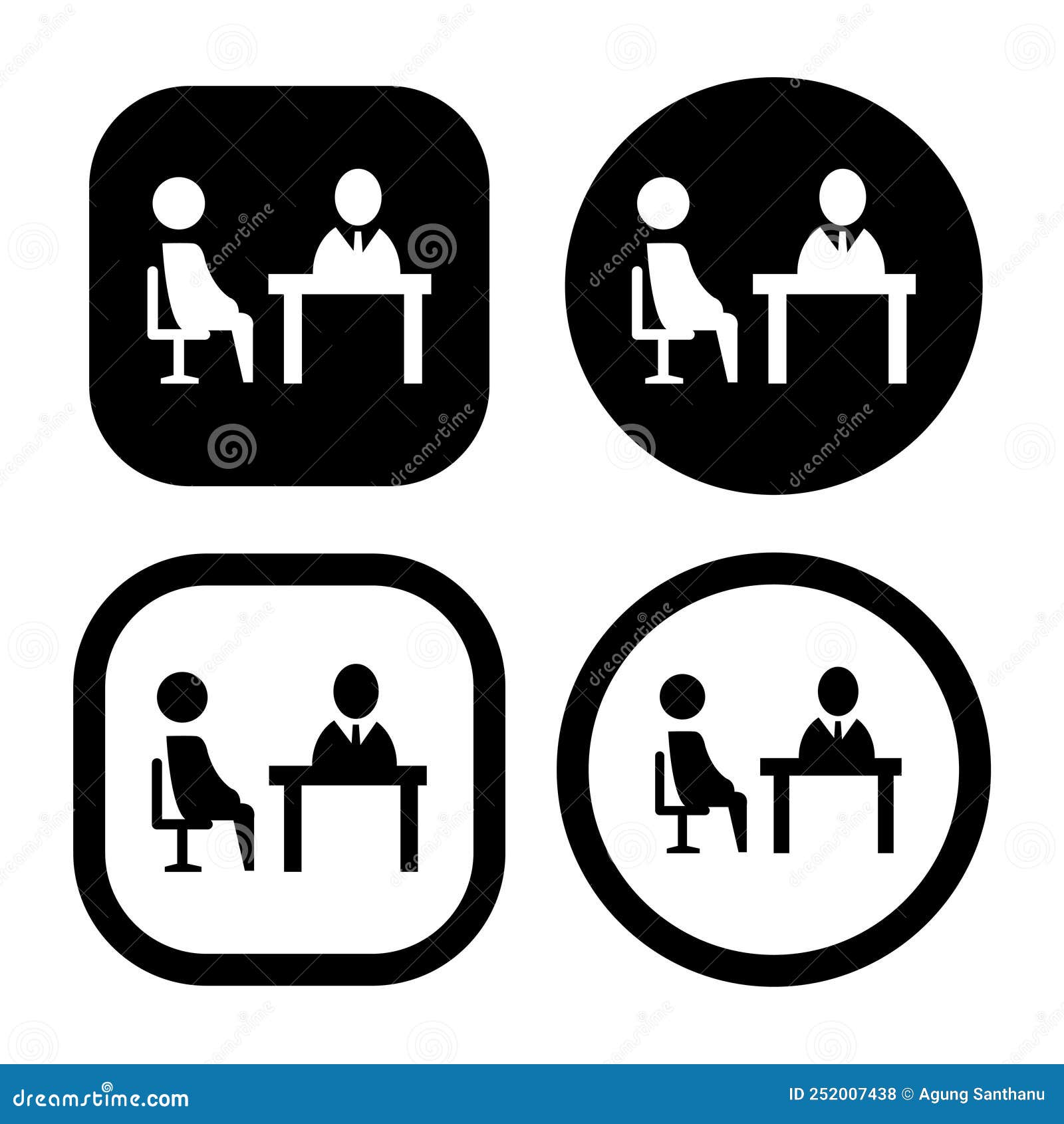 Business Interview or Interogation Icon or Symbol. Two Stick People ...