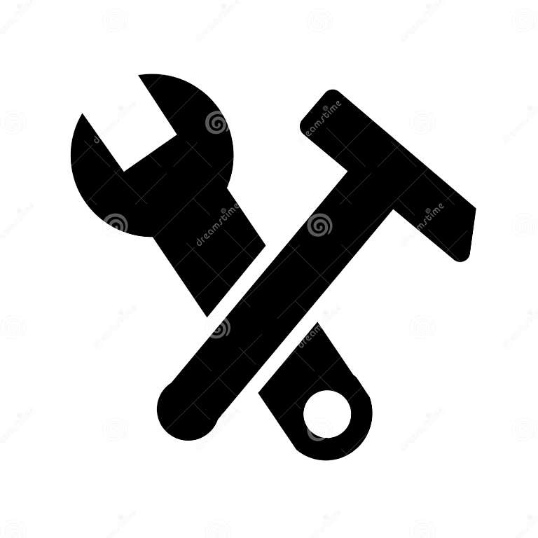 Tool Icon, Wrench and Hammer, Service Symbol Sign Vector Illustration ...
