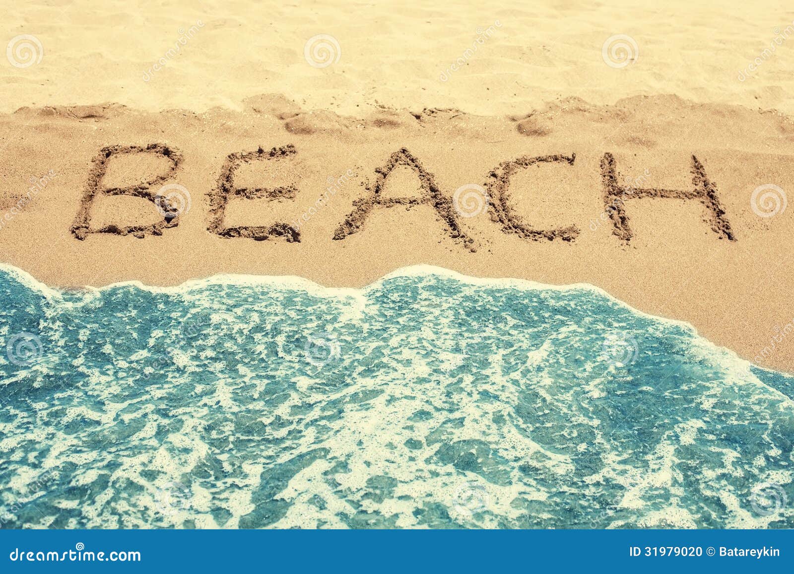 Lettering BEACH on the Sand Stock Photo - Image of seascape, ocean ...