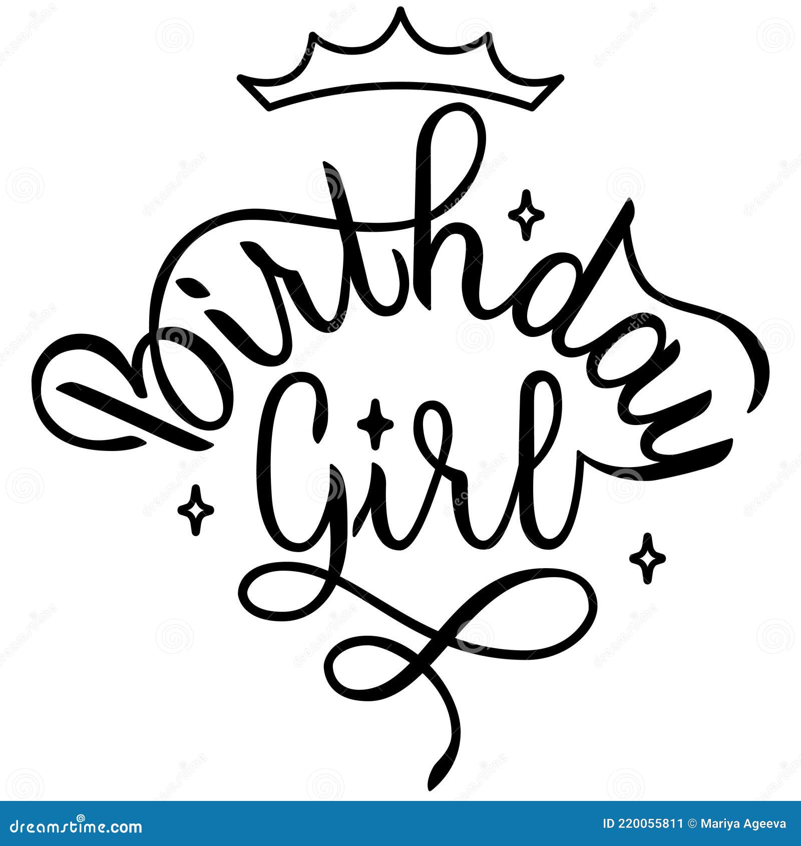 Lettering Birthday girl stock vector. Illustration of sticker - 220055811
