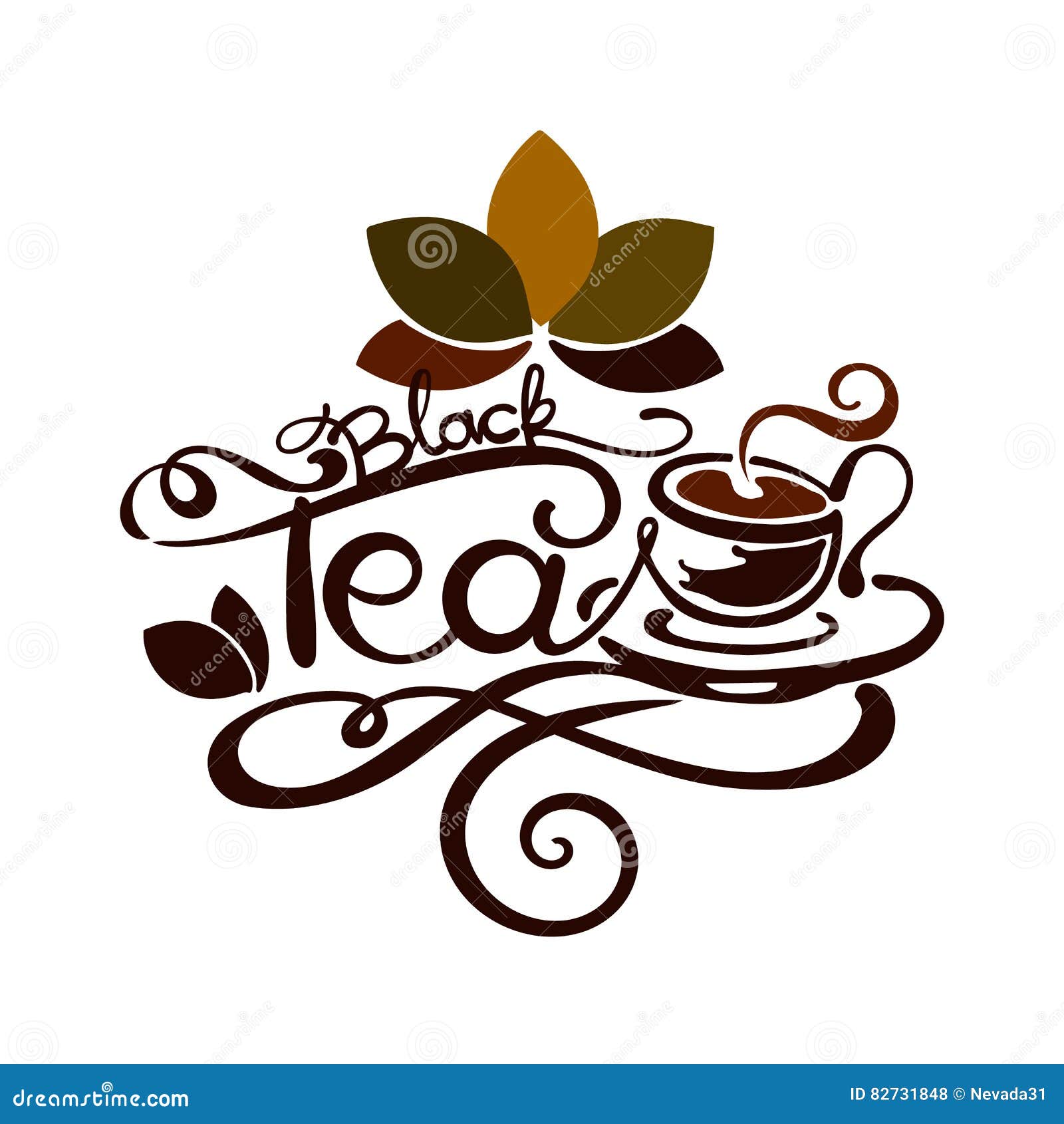 Lettering - Black Tea stock illustration. Illustration of leaf - 82731848