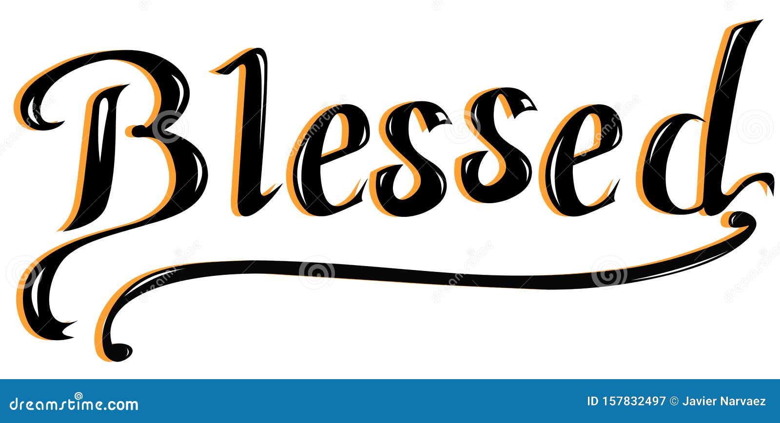Lettering `Blessed` in White Background Stock Vector - Illustration of ...