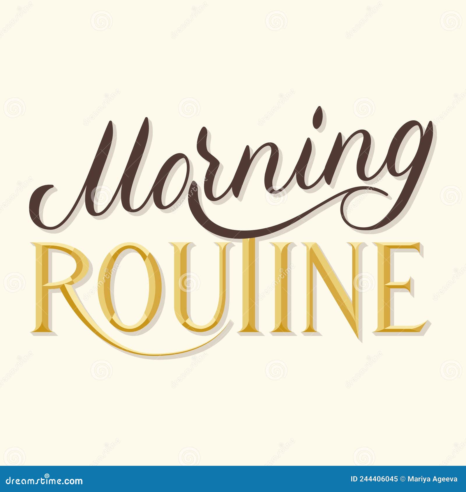 Lettering Composition Morning Routine Stock Vector - Illustration of ...