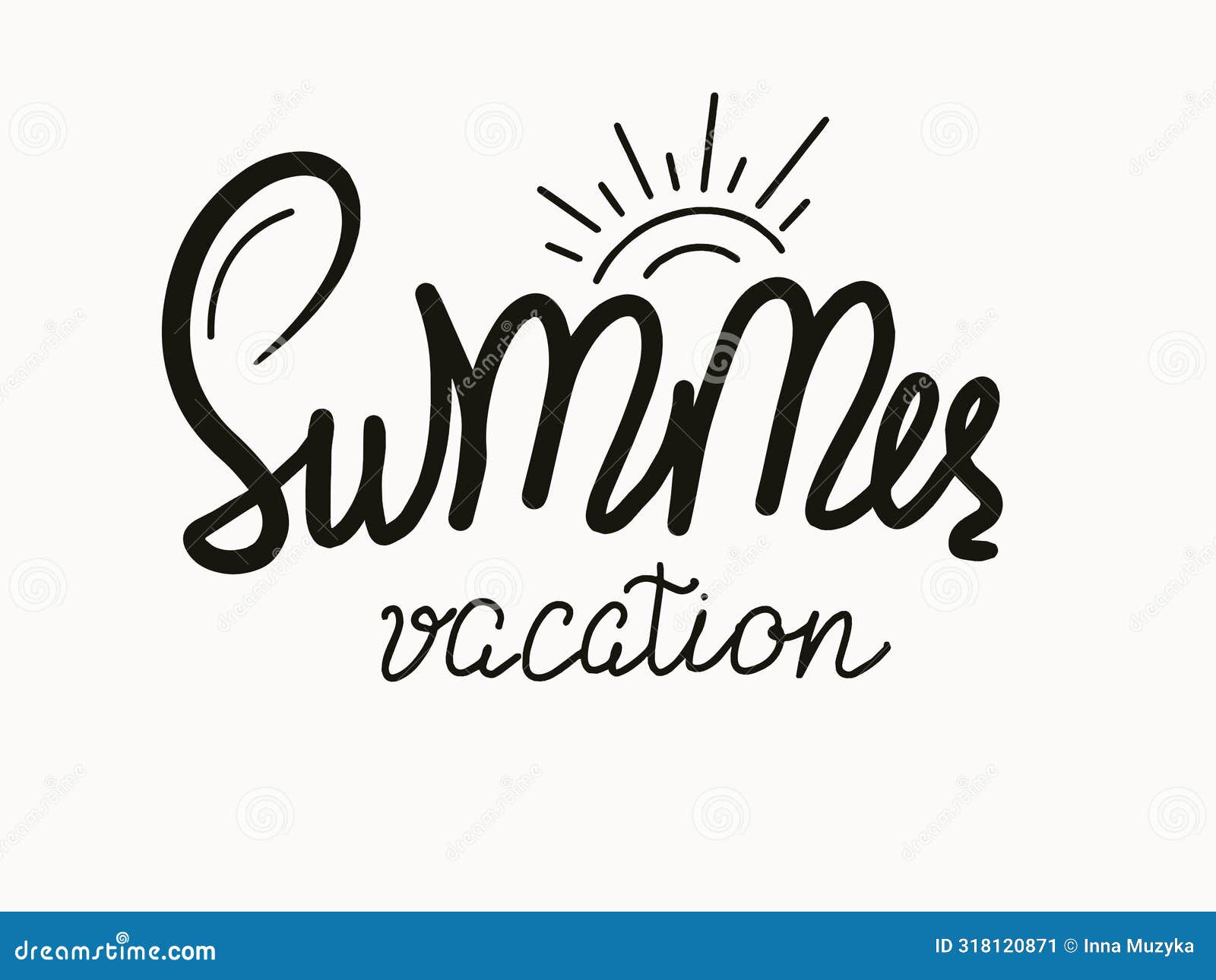 Lettering Composition of Summer Vacation Isolated on White Background ...