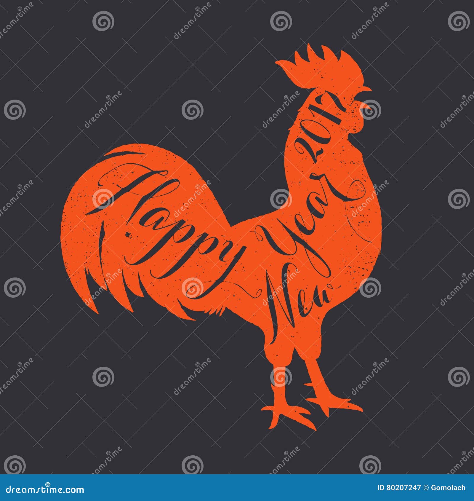 Lettering Congratulation on the Rooster S Body, Symbol of 2017. Print ...