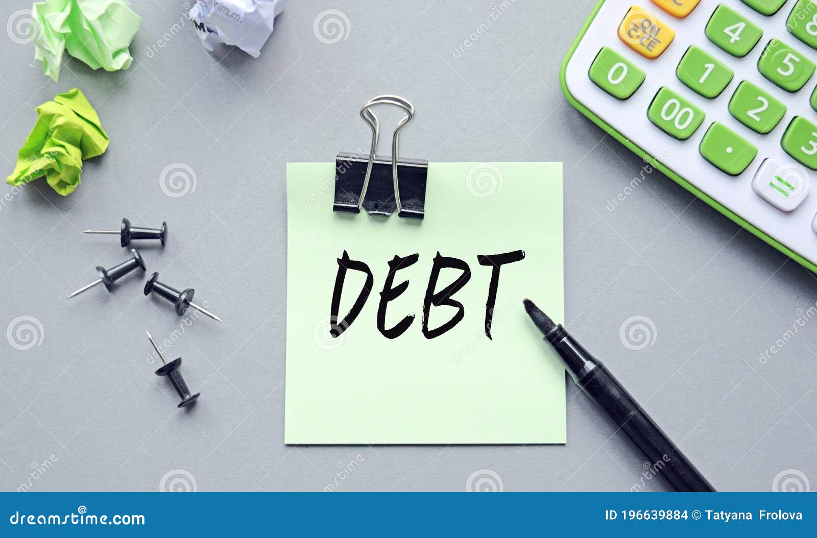 Lettering Debt on a Sheet of Notes. Stock Photo - Image of innovation ...
