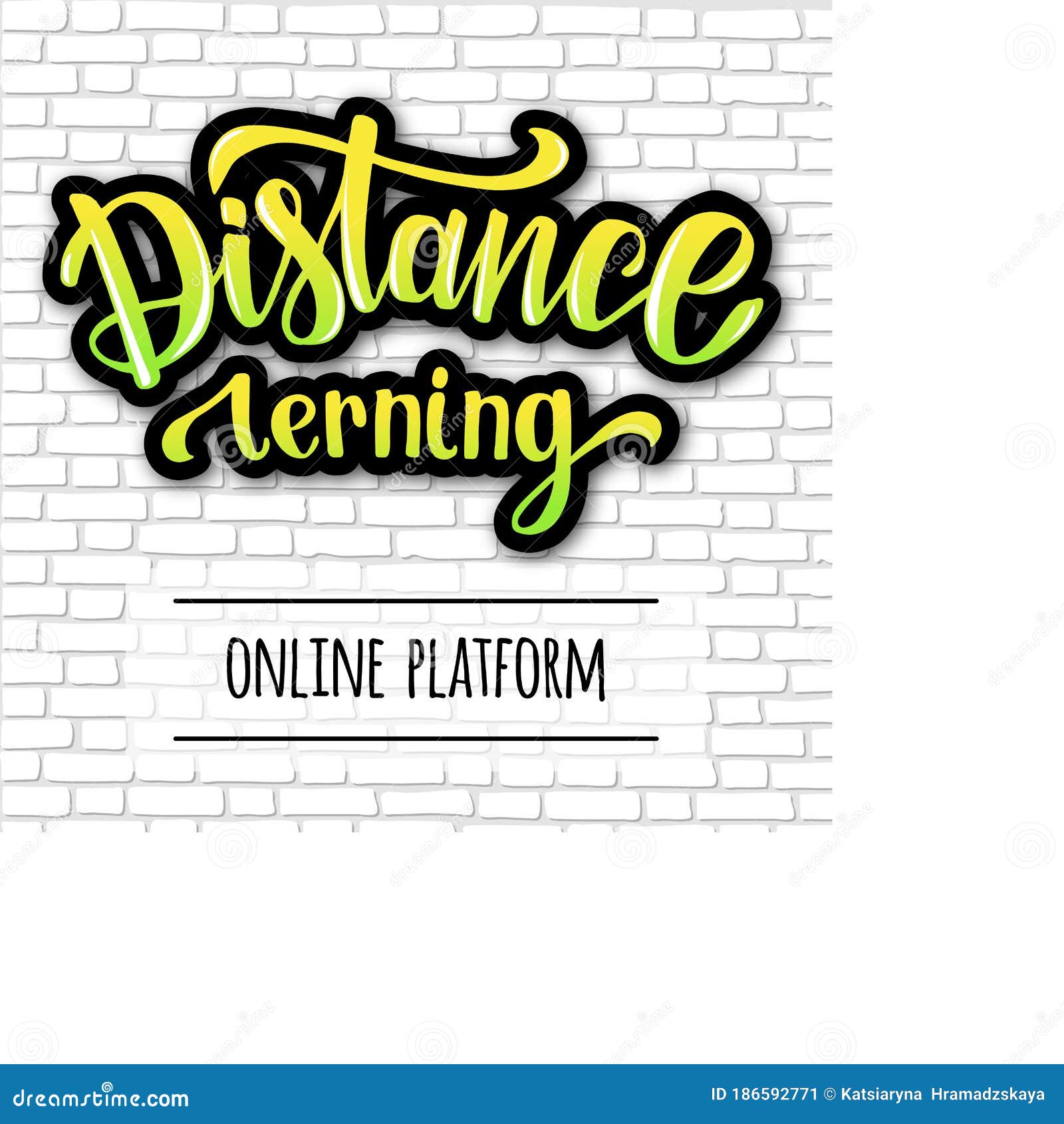 Lettering Distance Education Stock Vector - Illustration of font ...