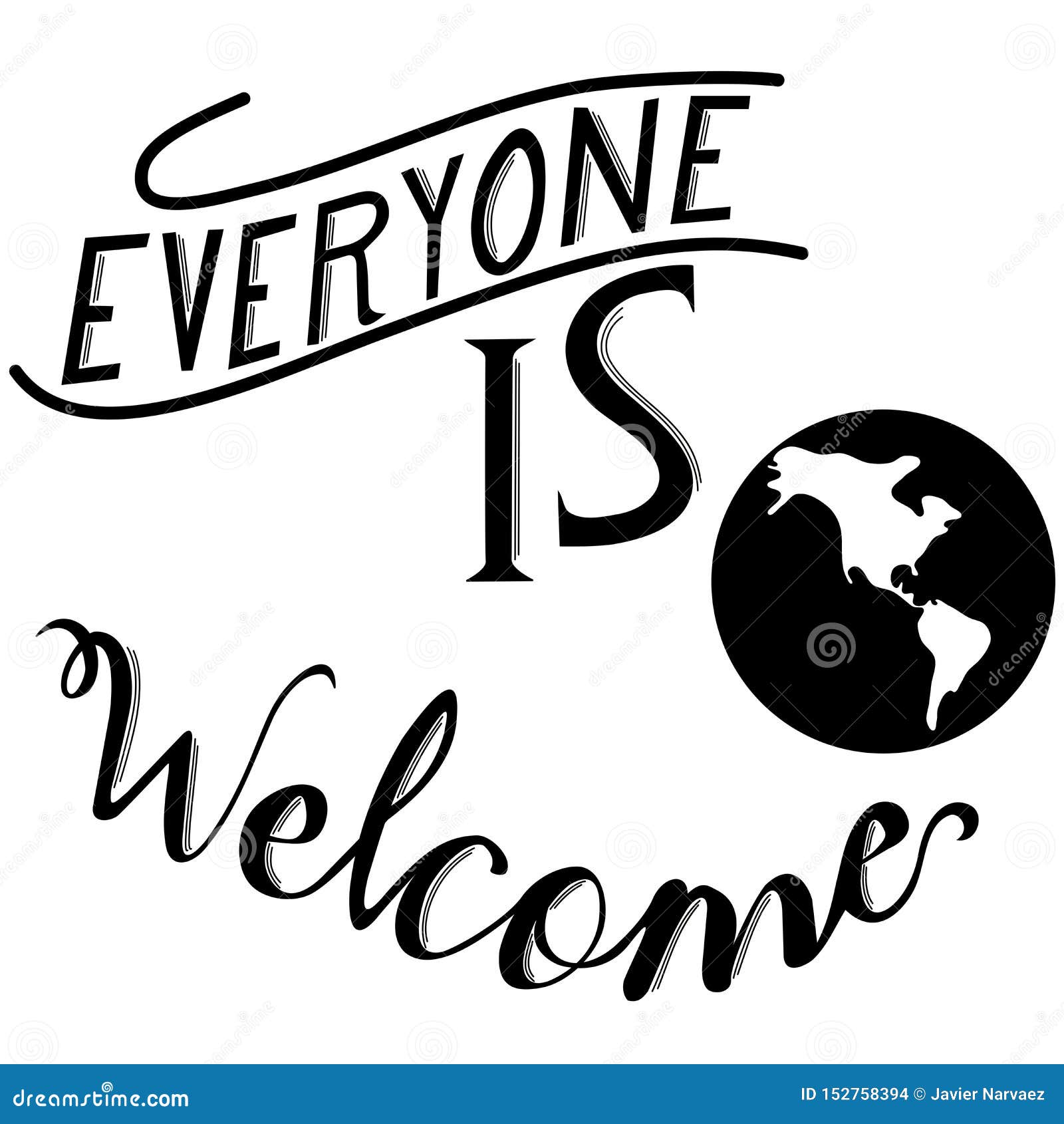 Lettering `Everyone is Welcome` in Black Stock Vector - Illustration of ...