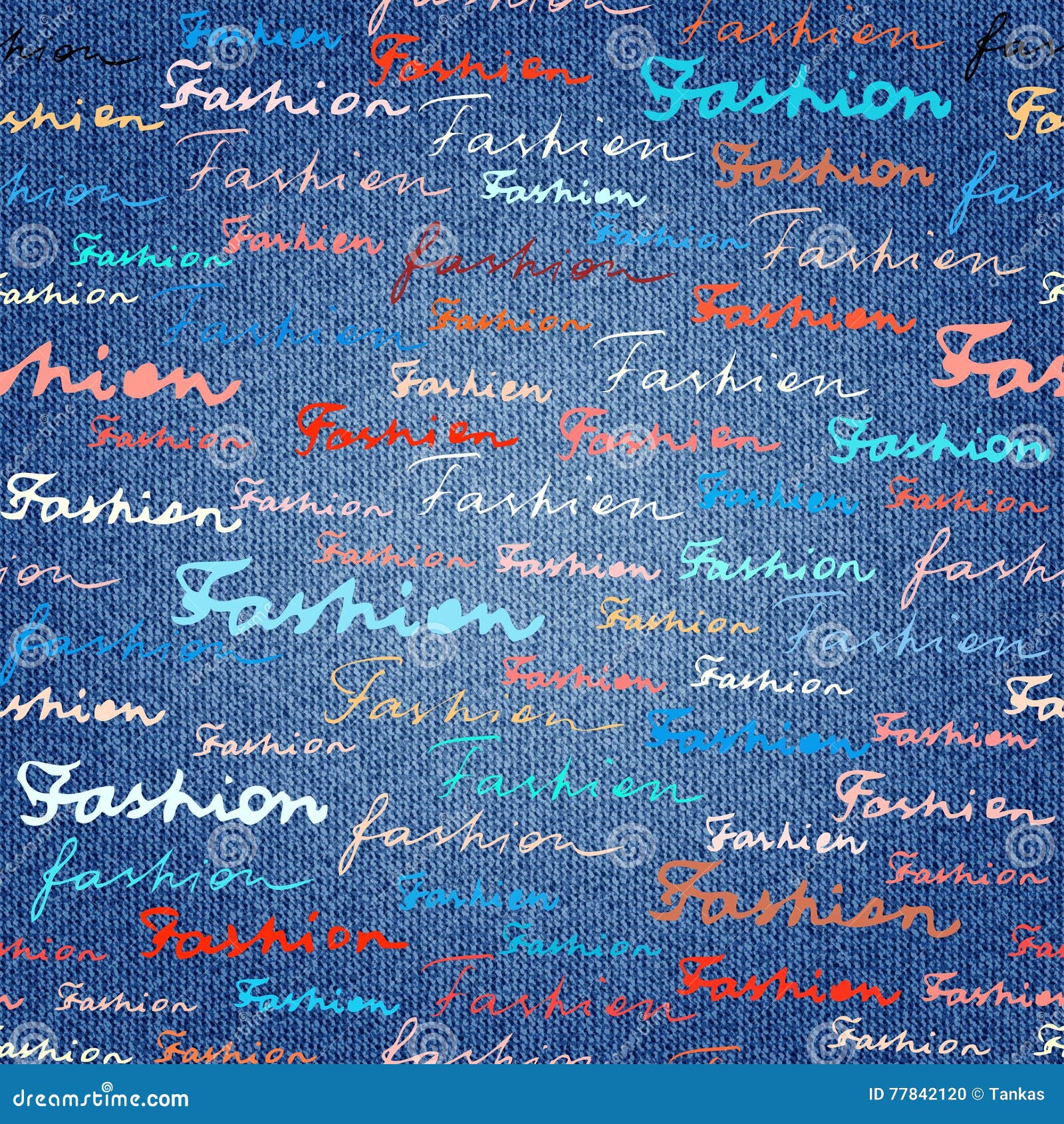 Lettering of Fashion on a Jeans Denim Fabric Texture. Stock Vector ...