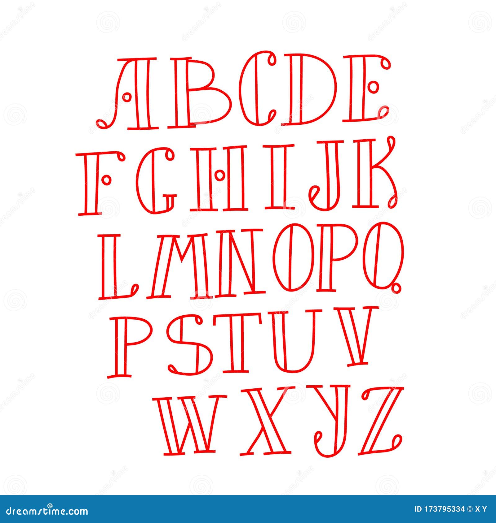 Lettering Font Isolated on White Background. Red Letters. Vector Stock ...