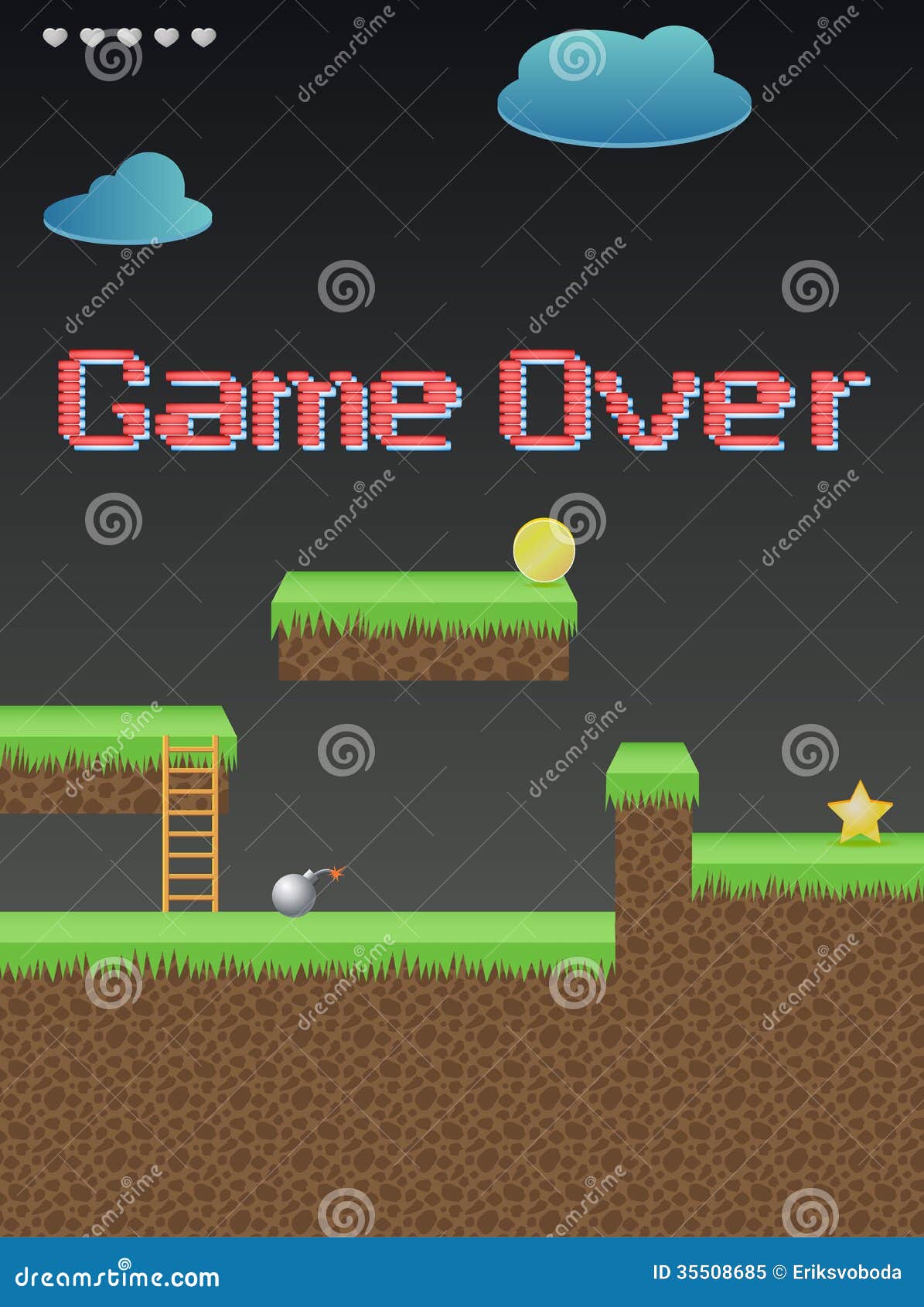 Lettering, game over stock vector. Illustration of abstract - 35508685