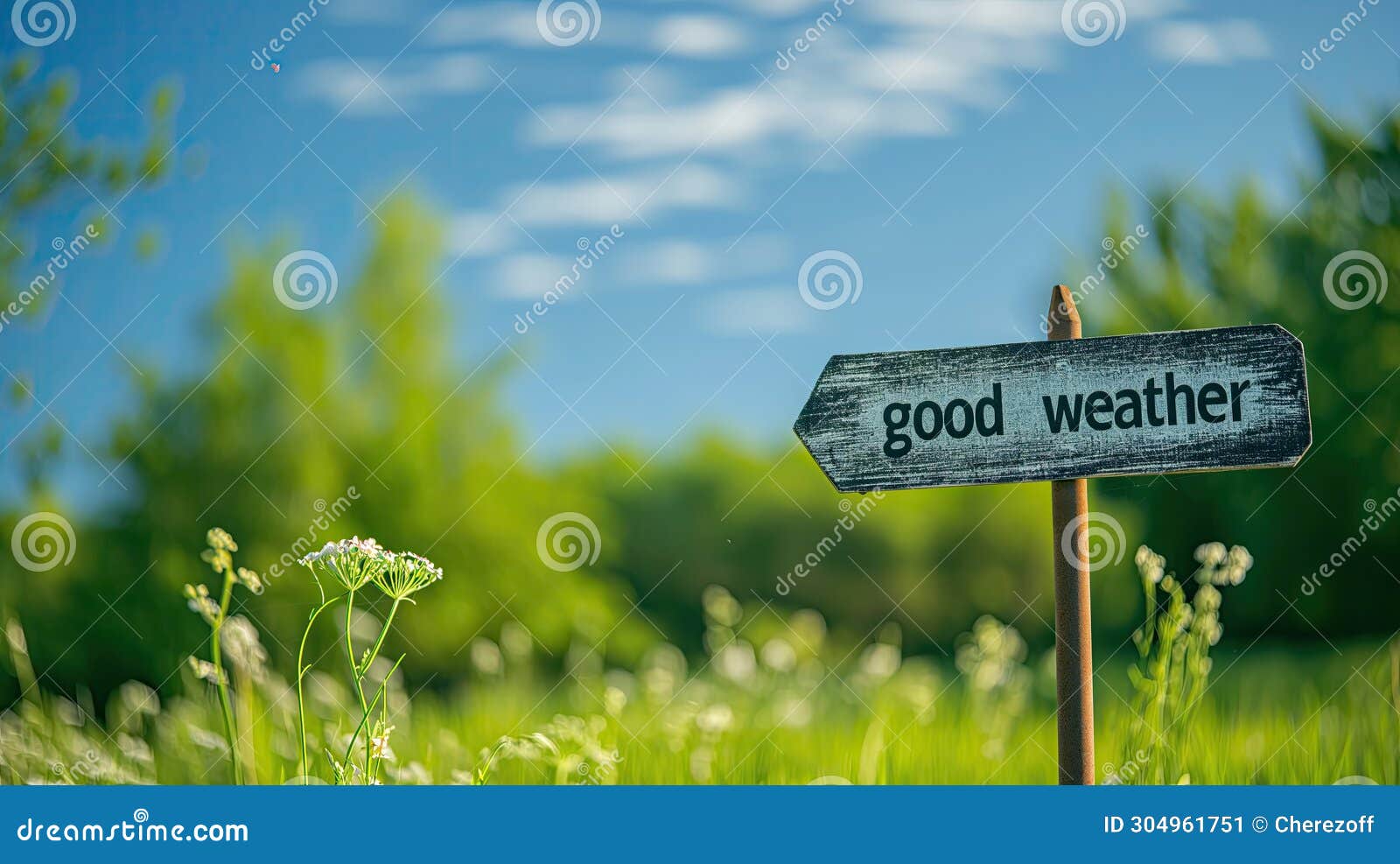 Lettering Good Weather on Summer Forest Background Stock Illustration ...