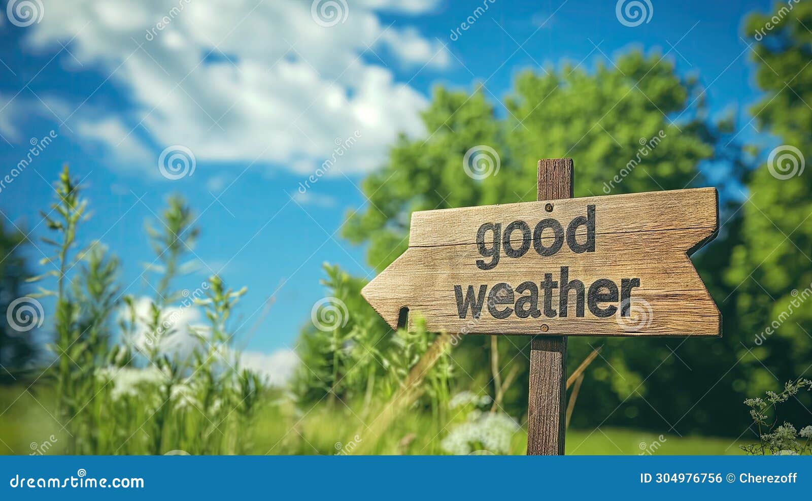 Lettering Good Weather on Summer Forest Background Stock Photo - Image ...