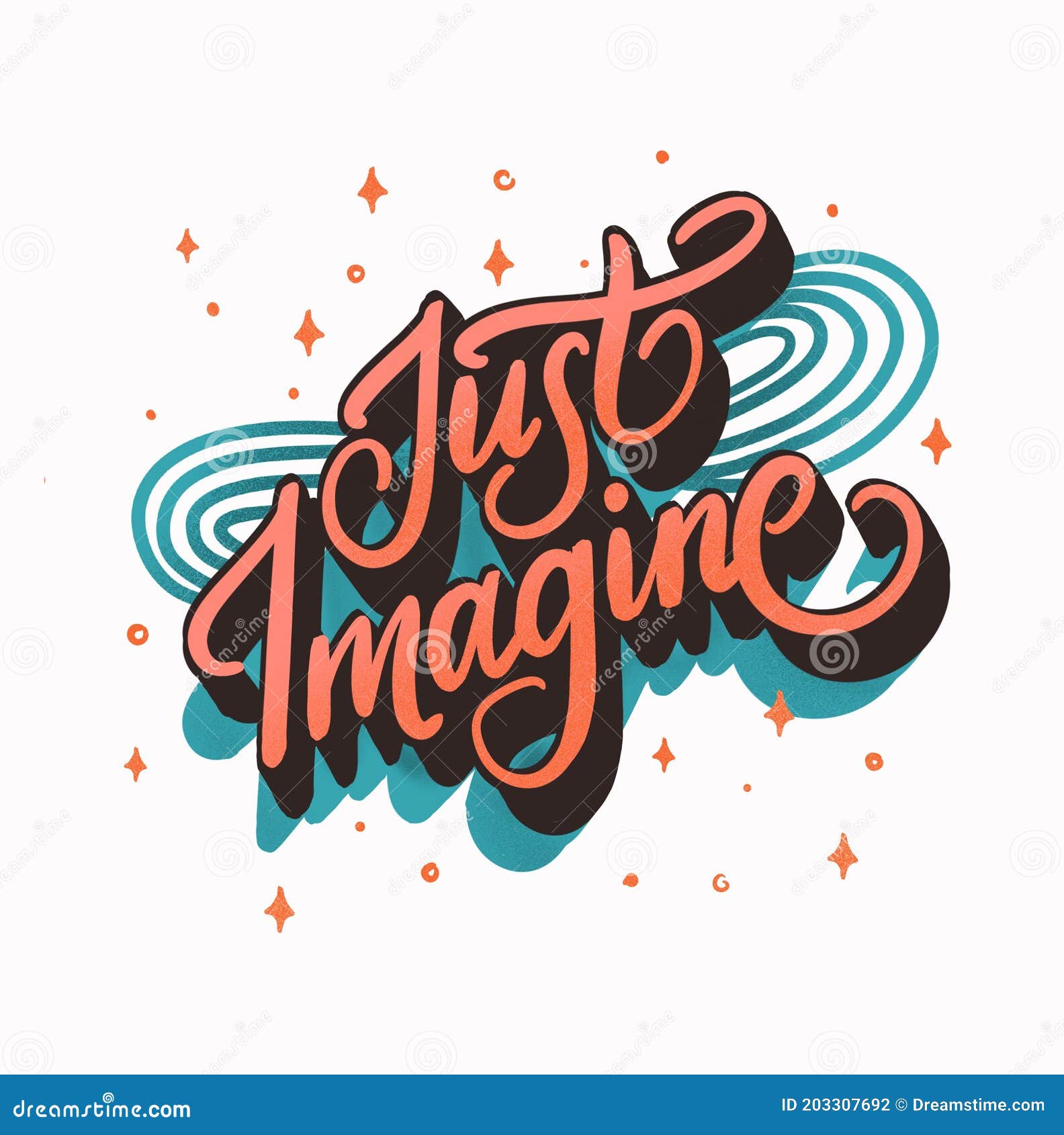 Lettering Hand Drawn Composition - Just Imagine Stock Illustration ...