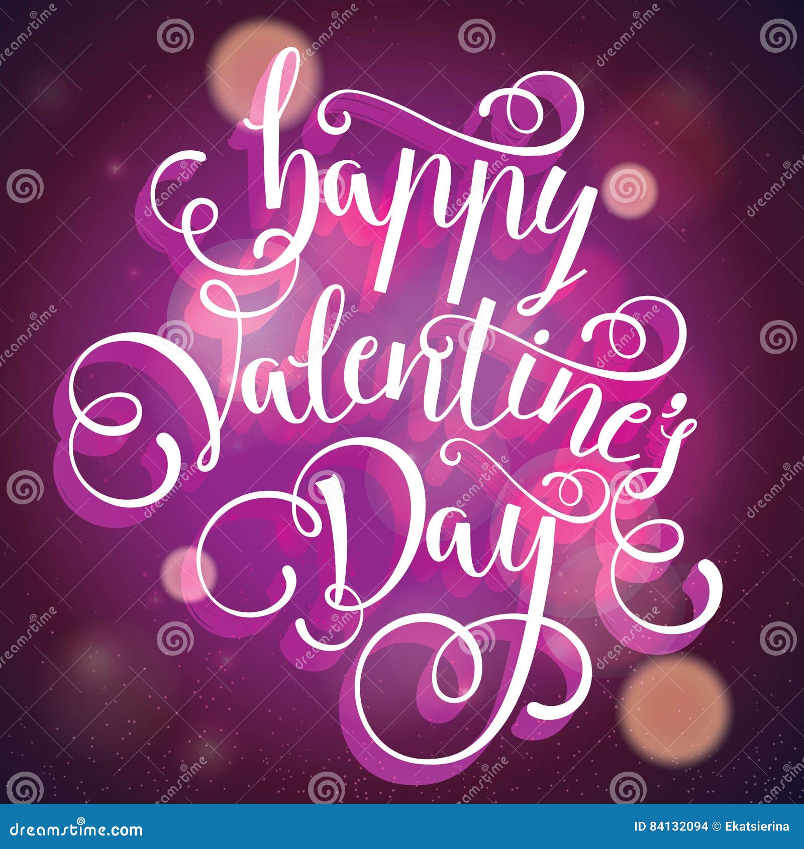 Lettering By Hand Happy Valentines Day Greeting Card Background Stock