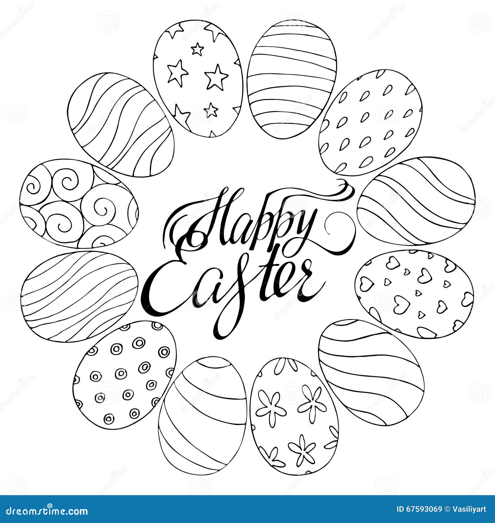 Lettering Happy Easter. Eggs. Vector Illustration Stock Vector ...