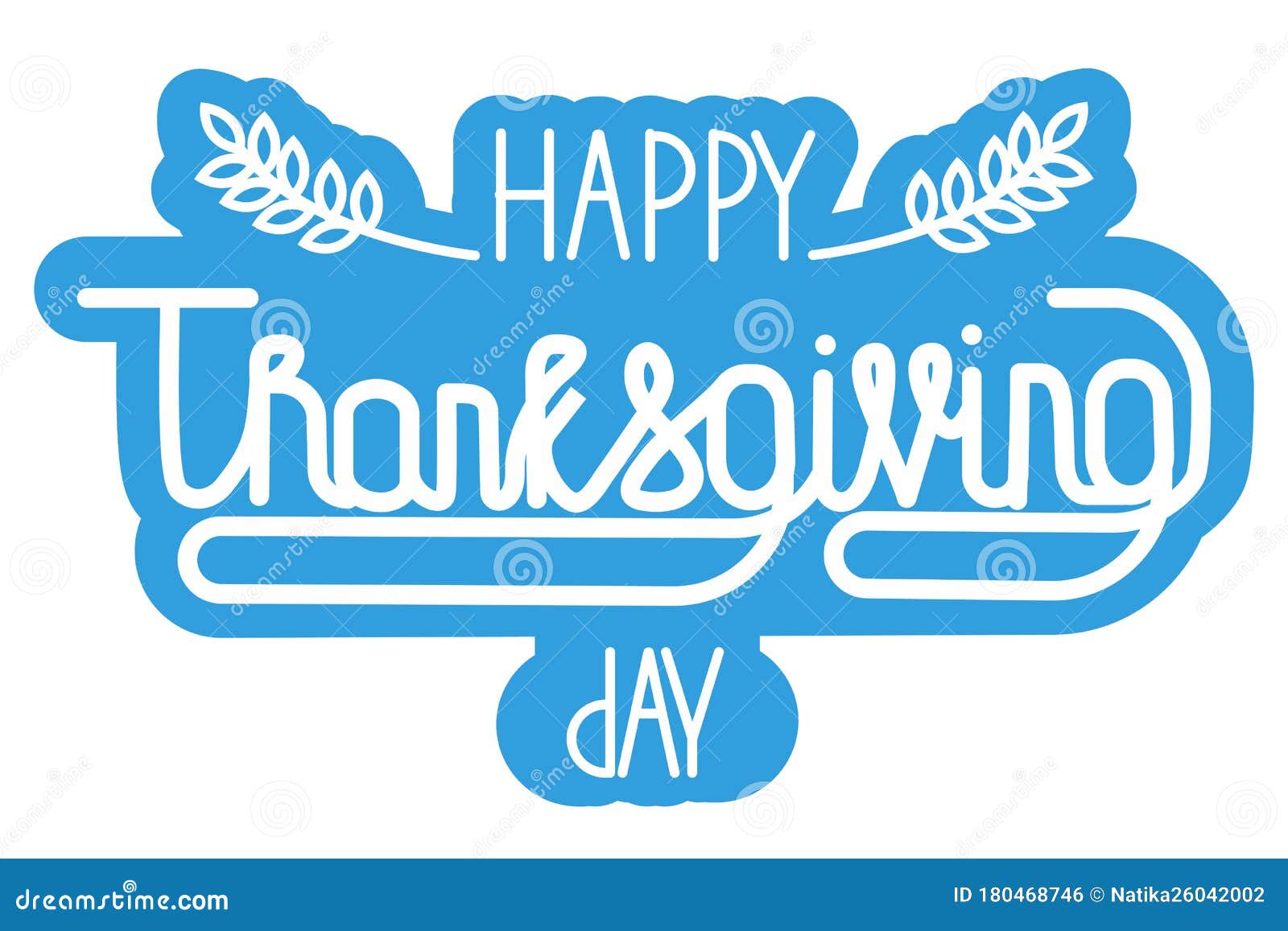 Lettering Happy Thanksgiving. Hand Lettering on a Blue Background Stock ...