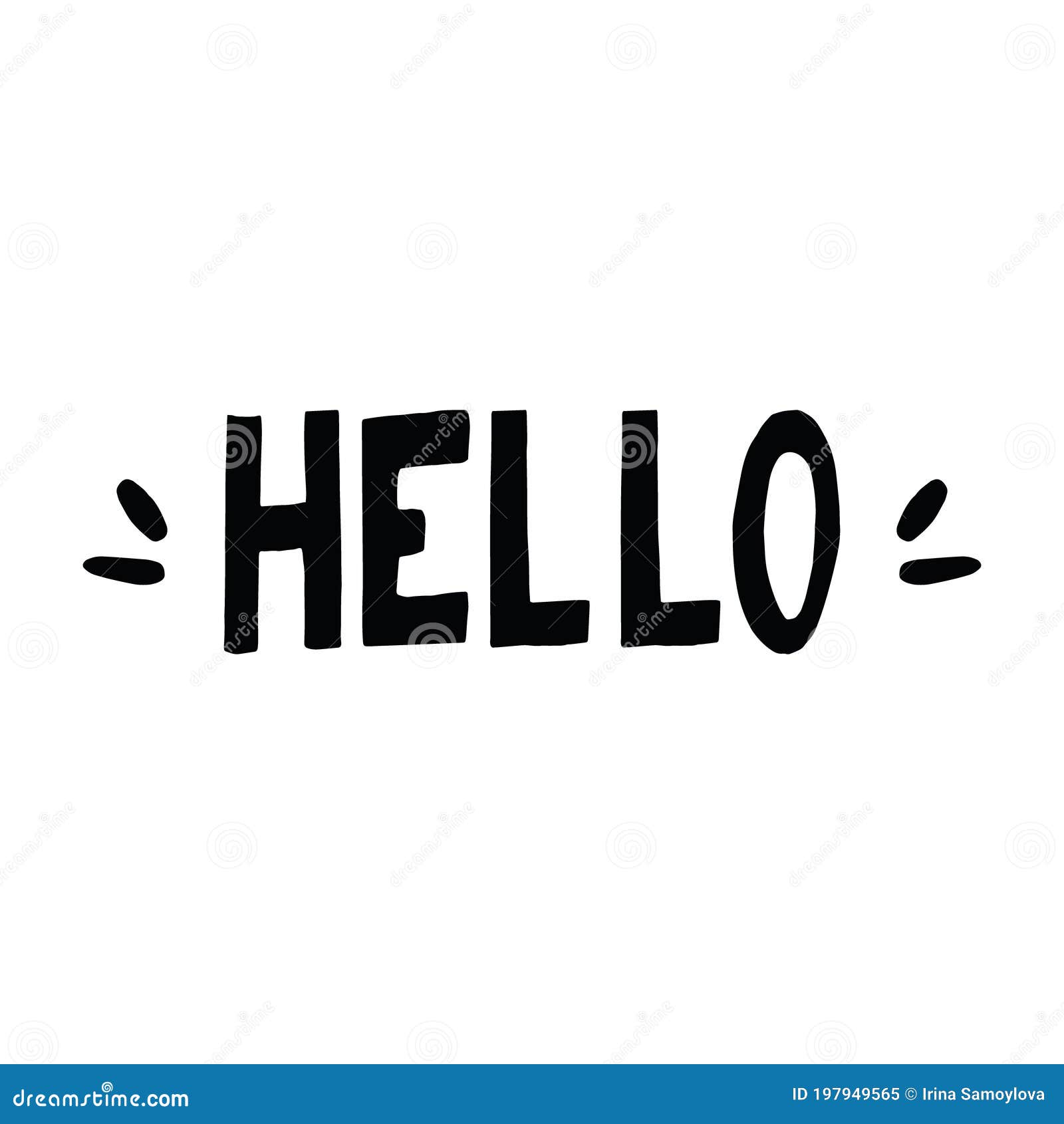Lettering Hello Hand Drawn. Phrase Element for Design Sticker, Poster ...