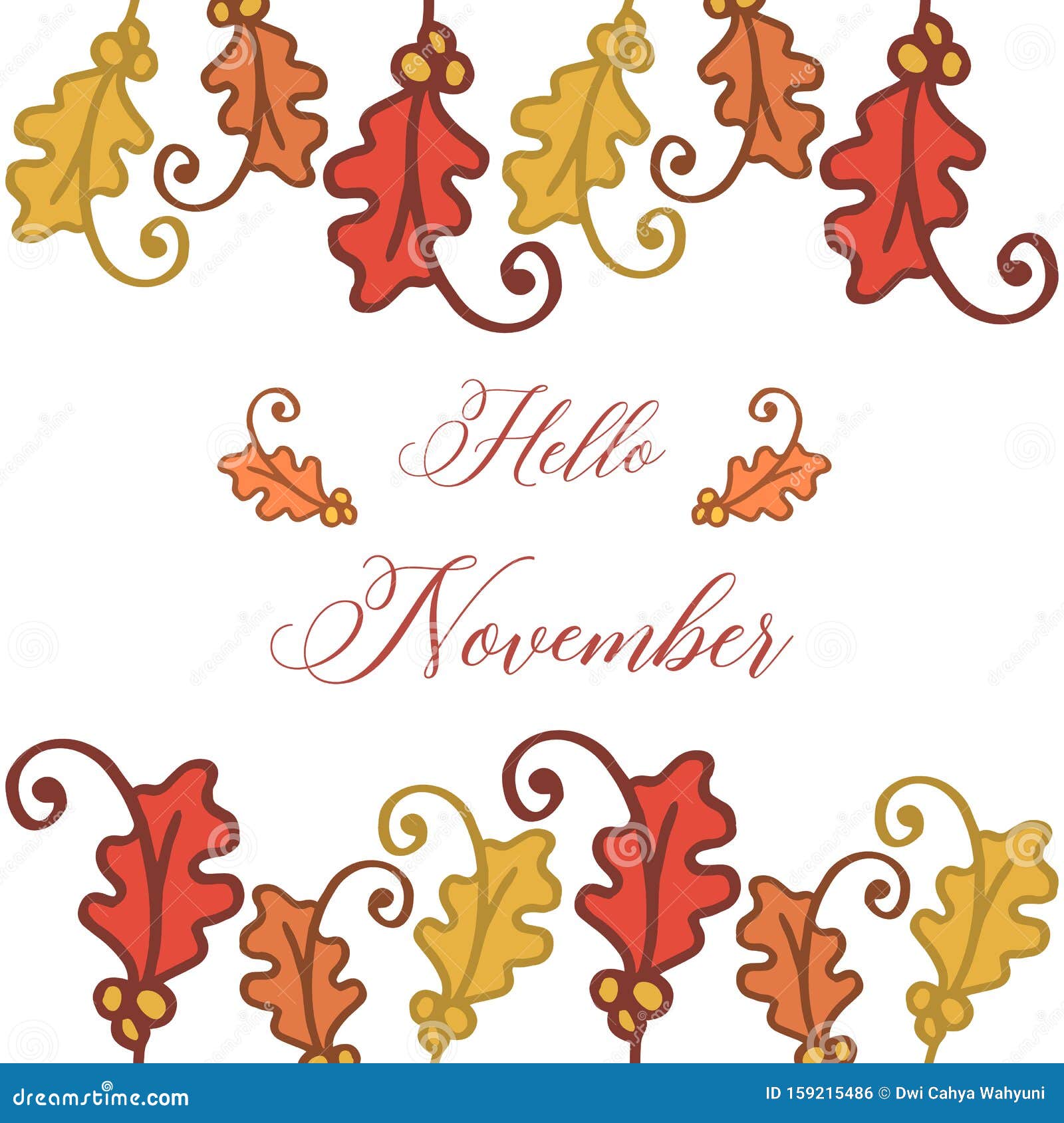 Lettering Hello November on White Backdrop, with Decorative of Autumn ...