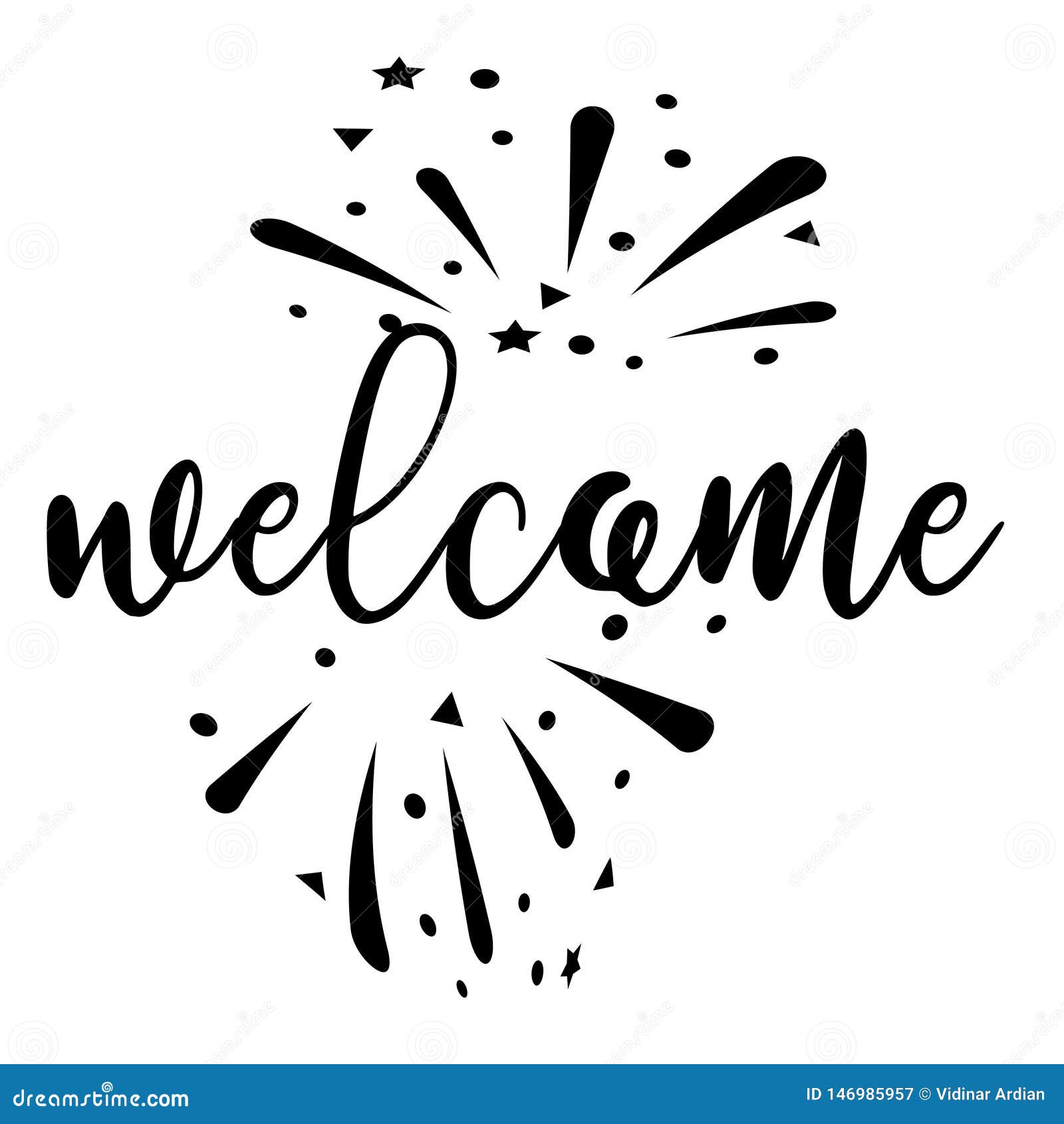 Lettering Hello Welcome Wrote by Brush. Hello Welcome Calligraphy Stock ...