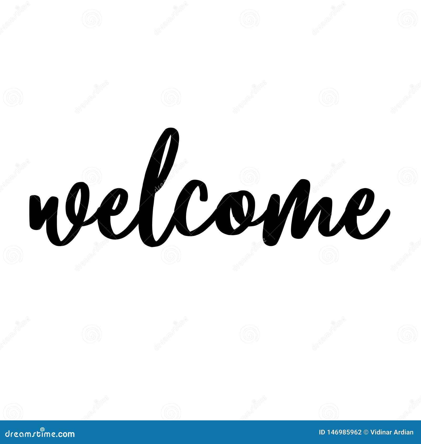 Lettering Hello Welcome Wrote by Brush. Hello Welcome Calligraphy Stock ...