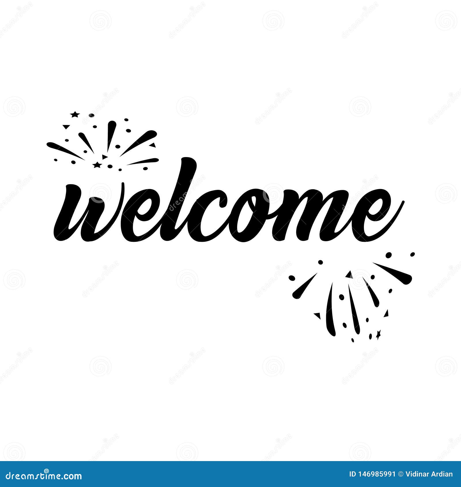 Lettering Hello Welcome Wrote by Brush. Hello Welcome Calligraphy Stock ...